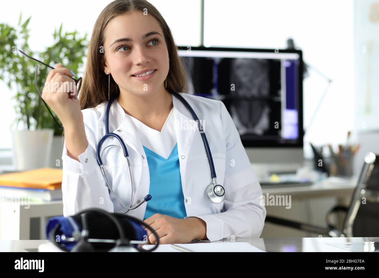 Beautiful qualified clinic worker Stock Photo - Alamy