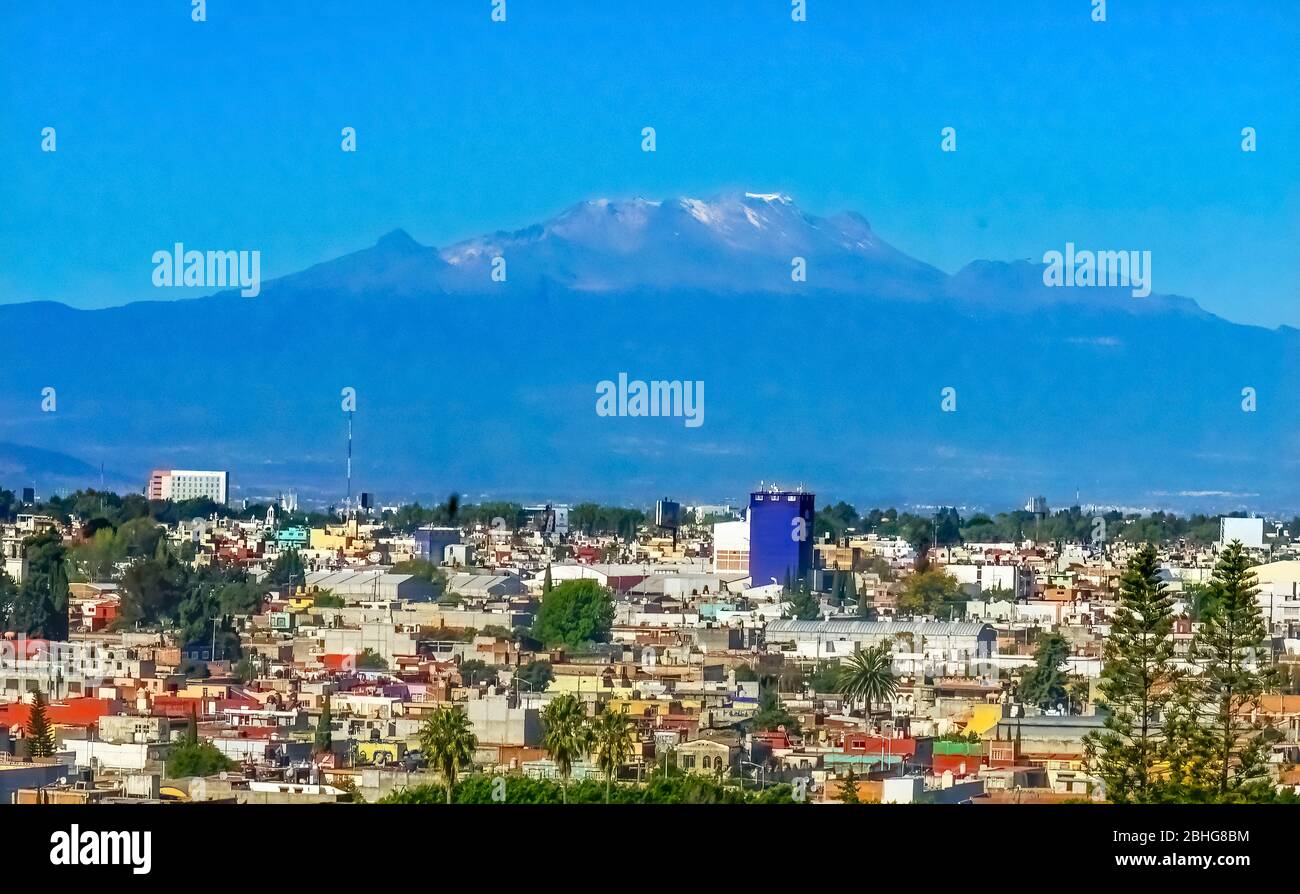 Overlook Buildings Cityscape Snow Capped Mount Iztaccihuatl Puebla ...