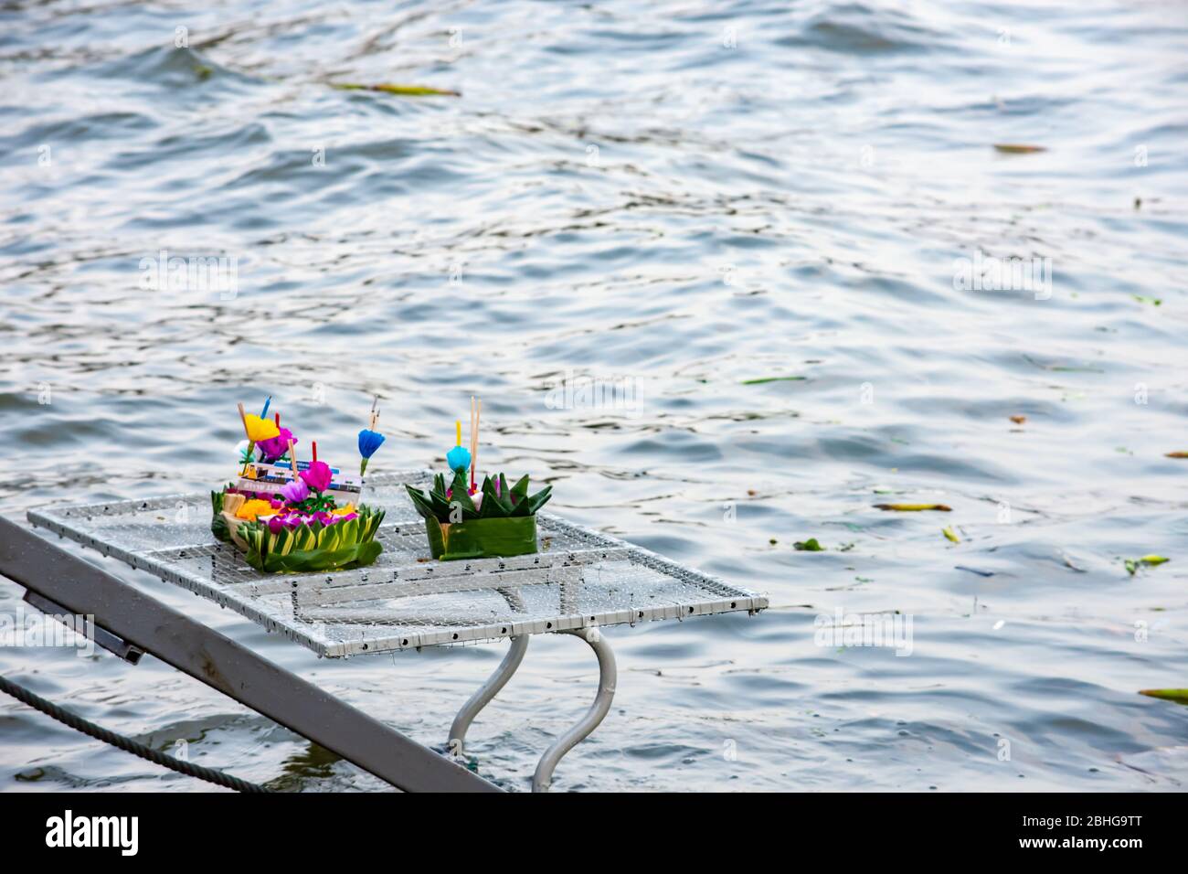 decorated float made from natural materials that is going to drop down ...