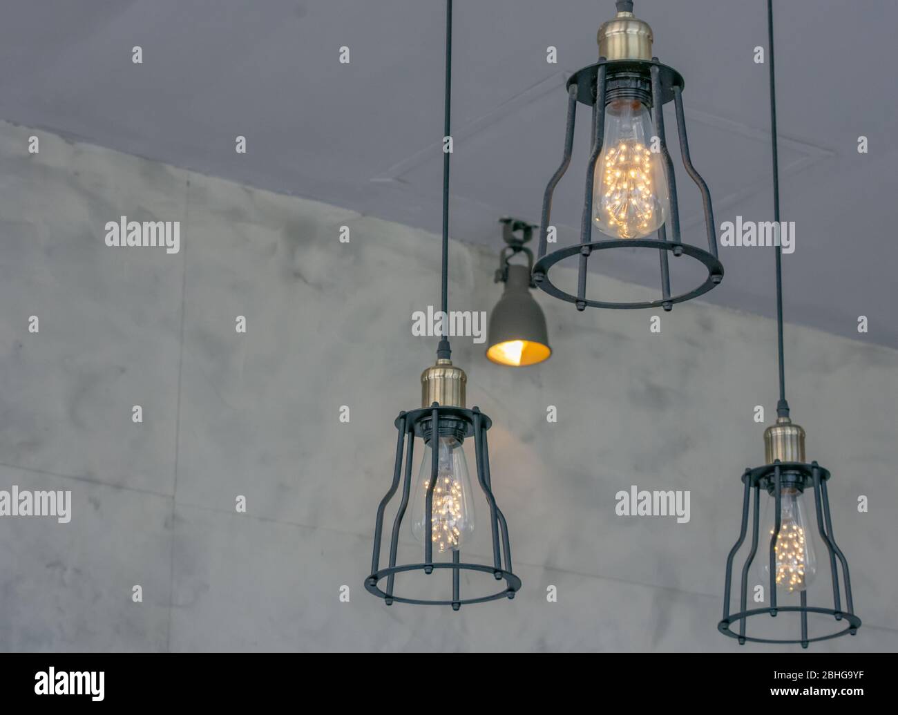 Round light bulbs for illumination at night Stock Photo - Alamy