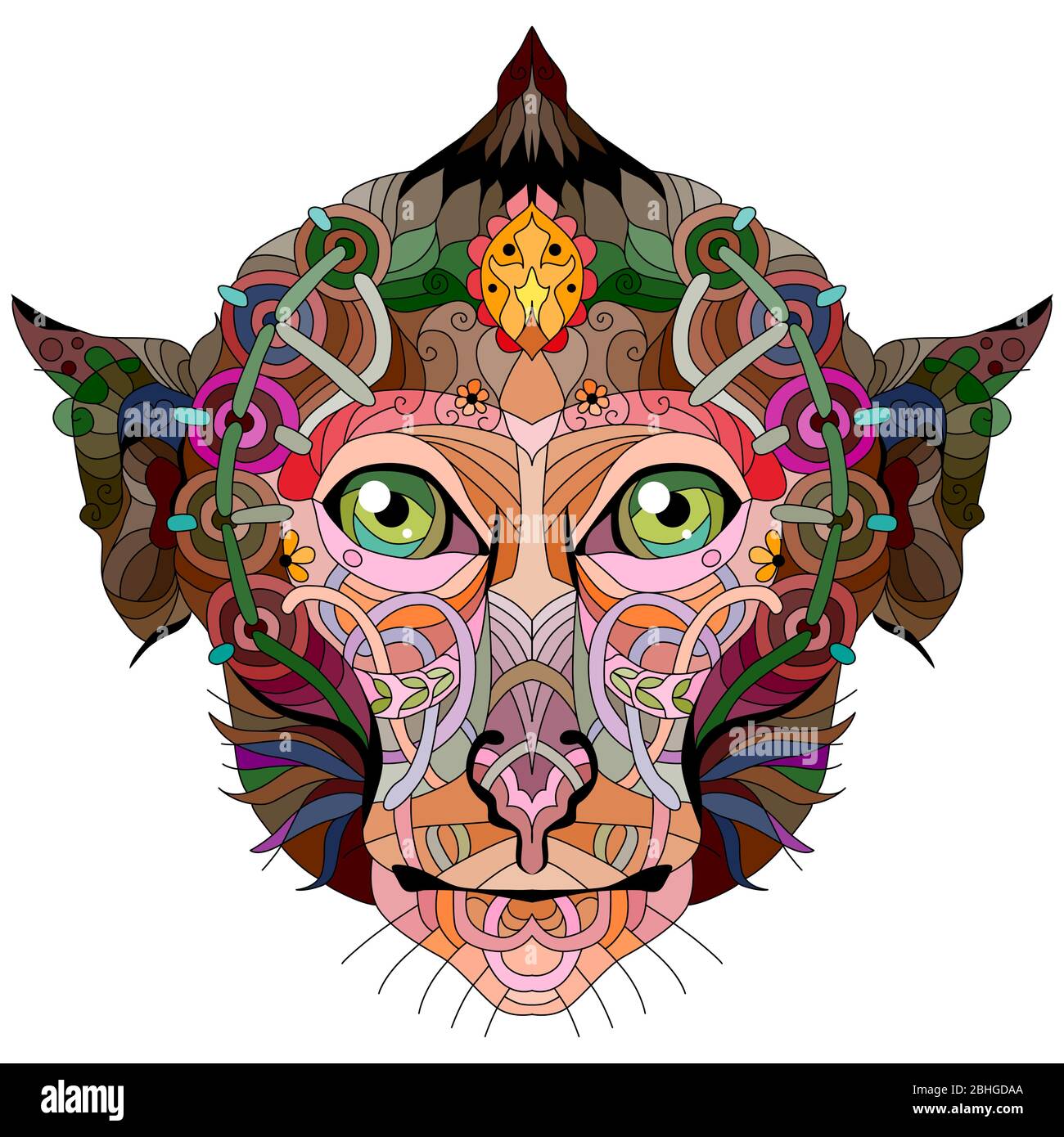 Zentangle monkey head with mandala. Hand drawn decorative vector ...