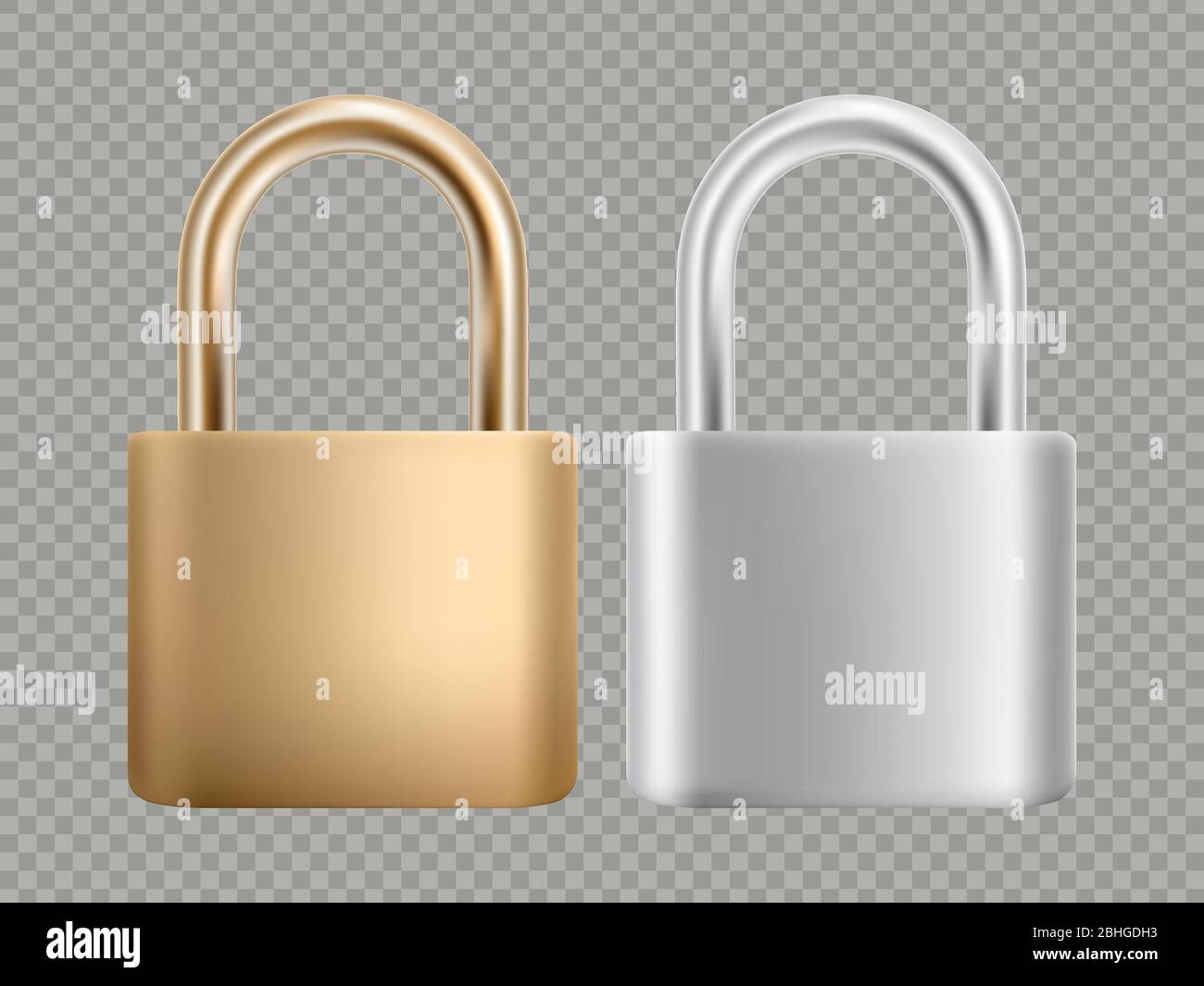 Padlock icon set. Steel and gold lock for protection privacy, web and ...