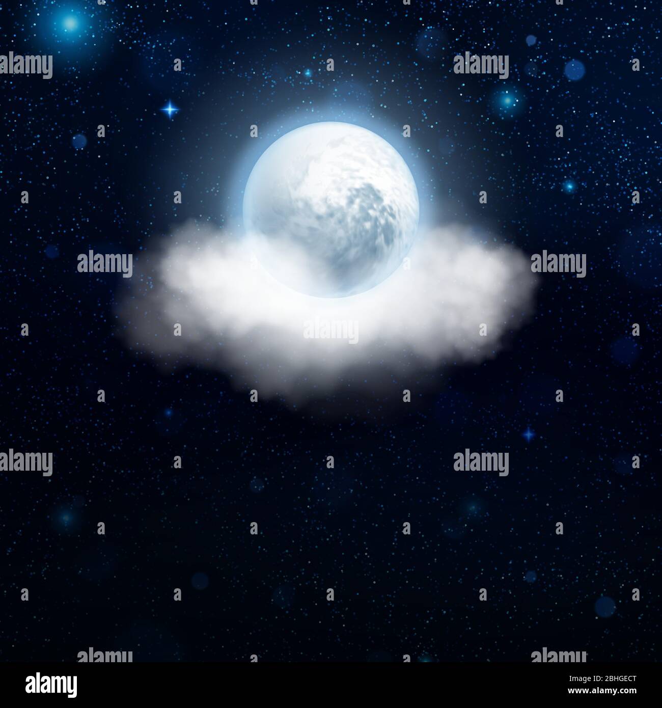 Night cloudy sky with the moon and shining stars background. EPS 10 ...