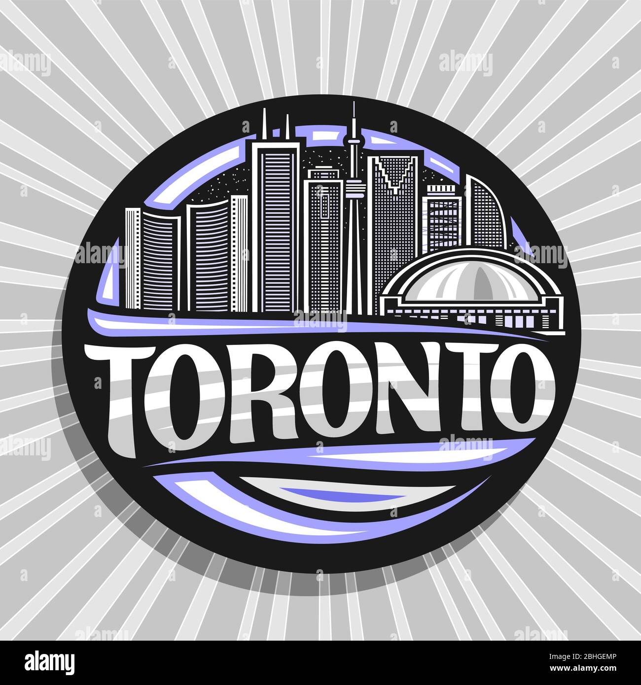 Vector logo for Toronto, black decorative circle badge with line ...