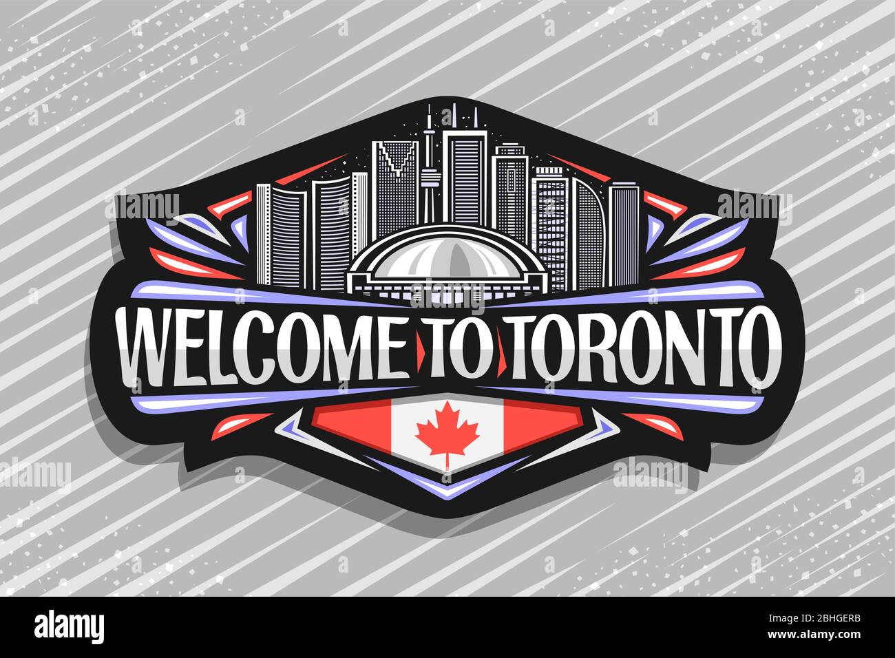 Vector logo for Toronto, black decorative badge with line illustration ...