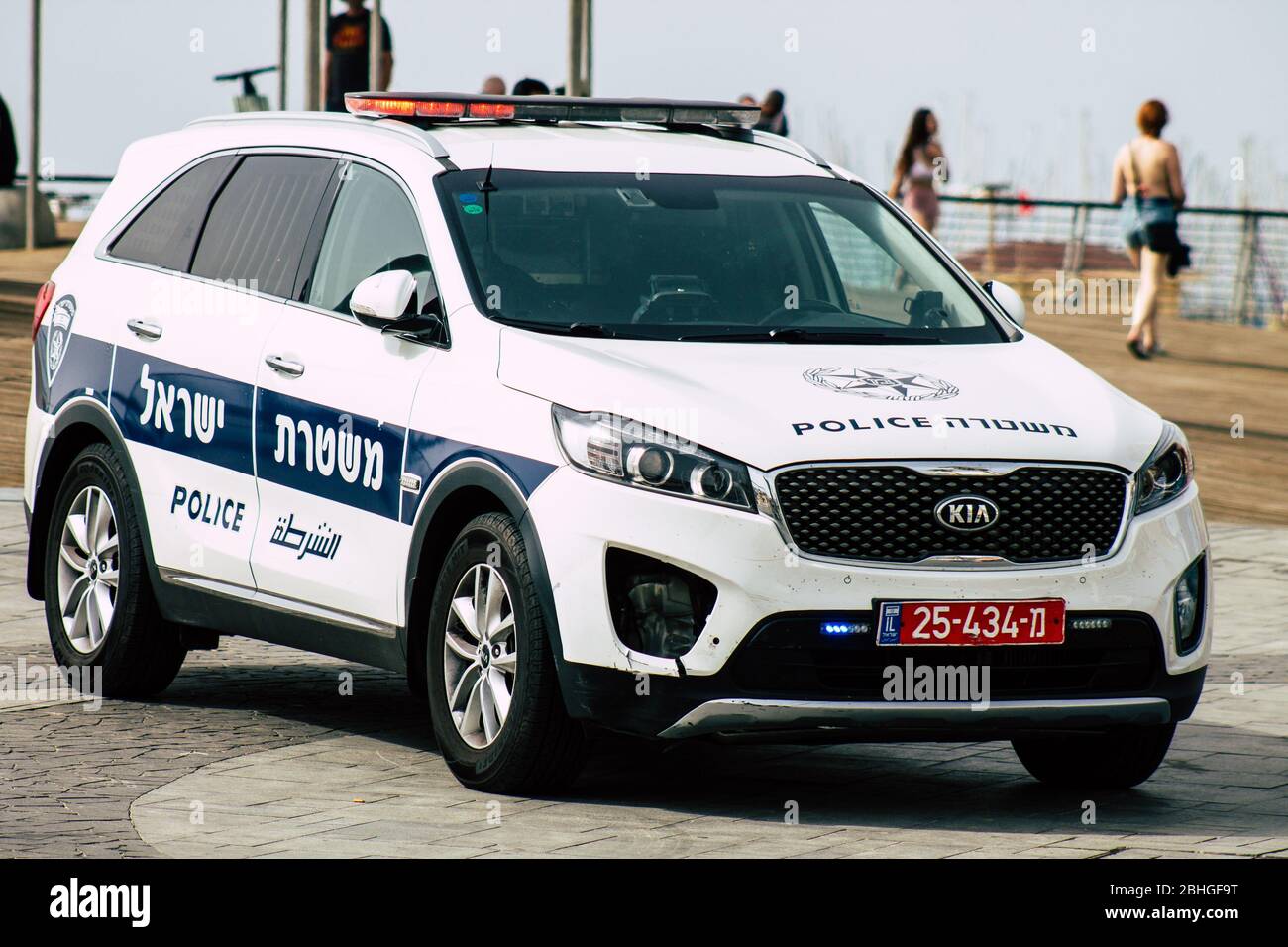 Tel Aviv Israel June 10, 2019 View of a Israeli police car in the ...