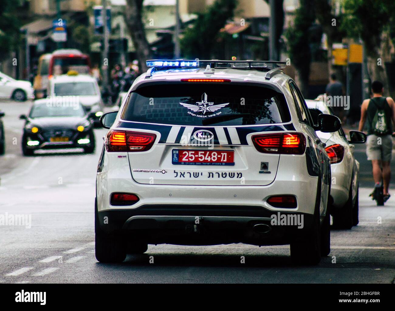 Tel Aviv Israel June 10, 2019 View of a Israeli police car in the ...