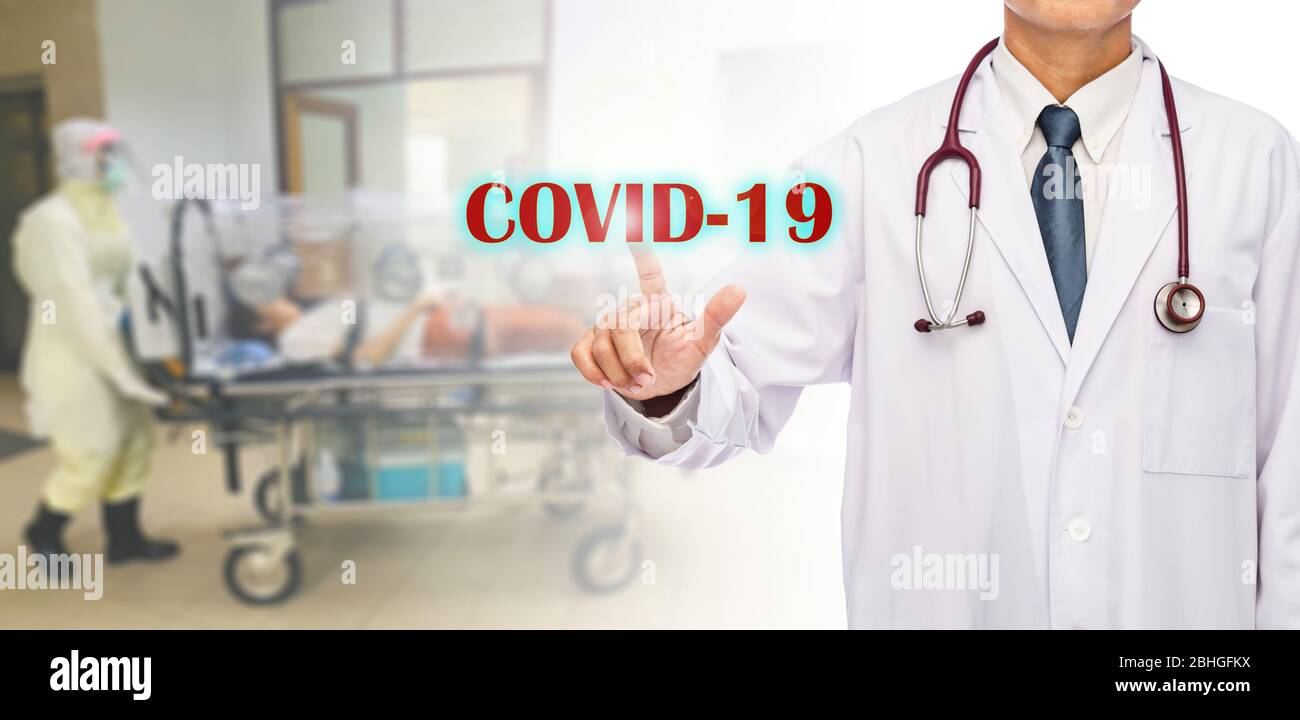 Doctor and transfer coronavirus covid-19 disease infected patient in ...