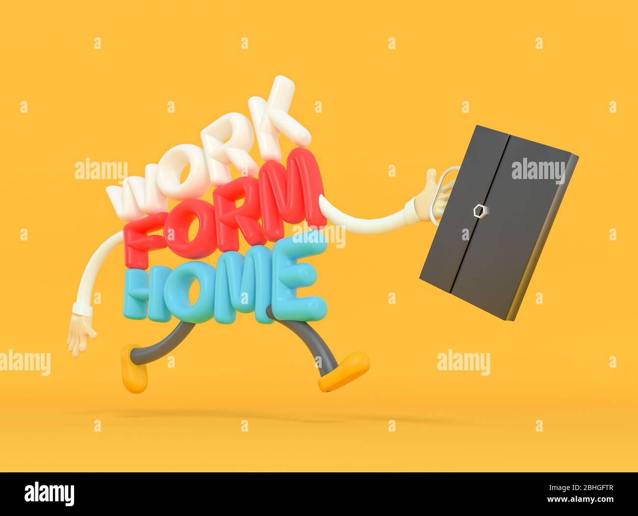 3d illustrator of the Characters who work at home run and carry bags ...