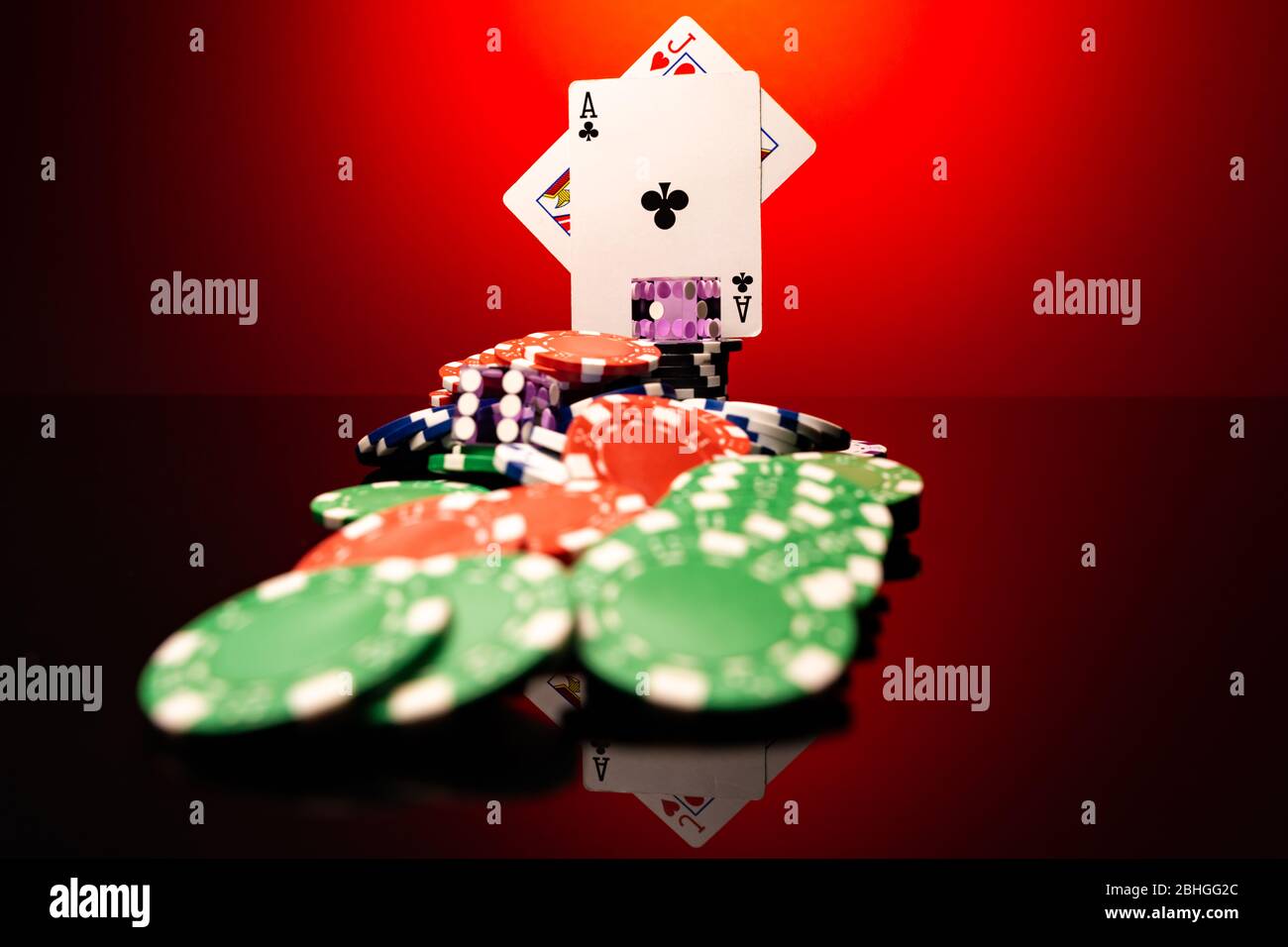 Casino set with cards, dice and chips Stock Photo - Alamy