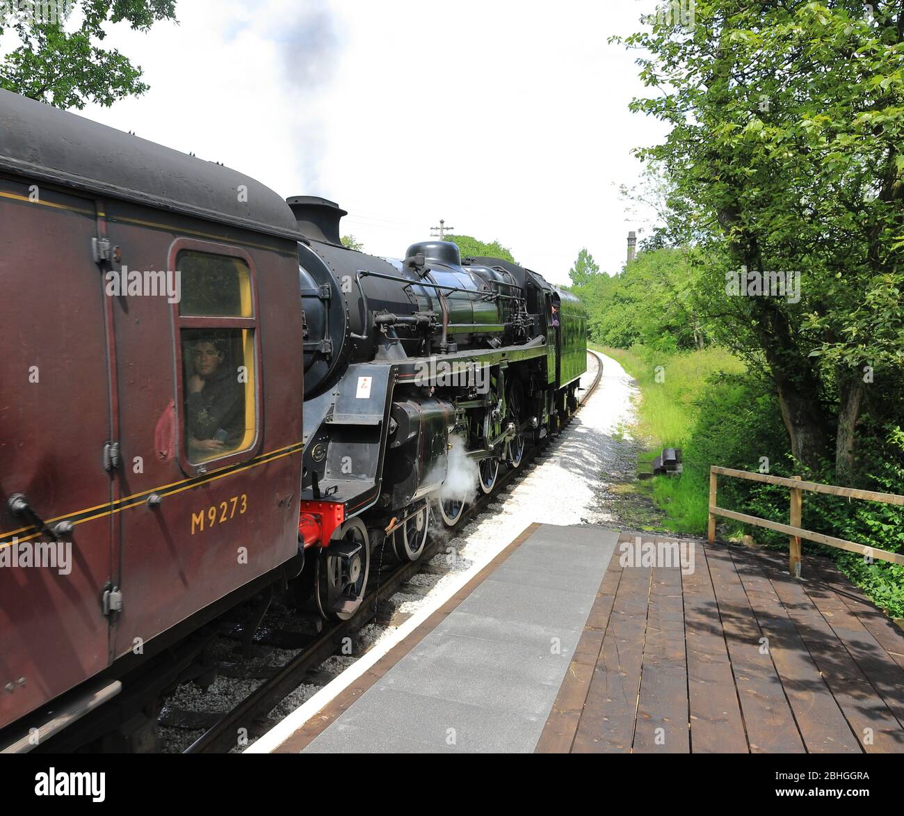 A steam train departs Haworth Station, on the Keighley and Worth Valley ...