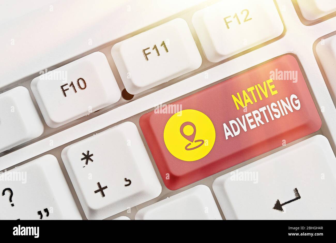 Writing note showing Native Advertising. Business concept for Online ...