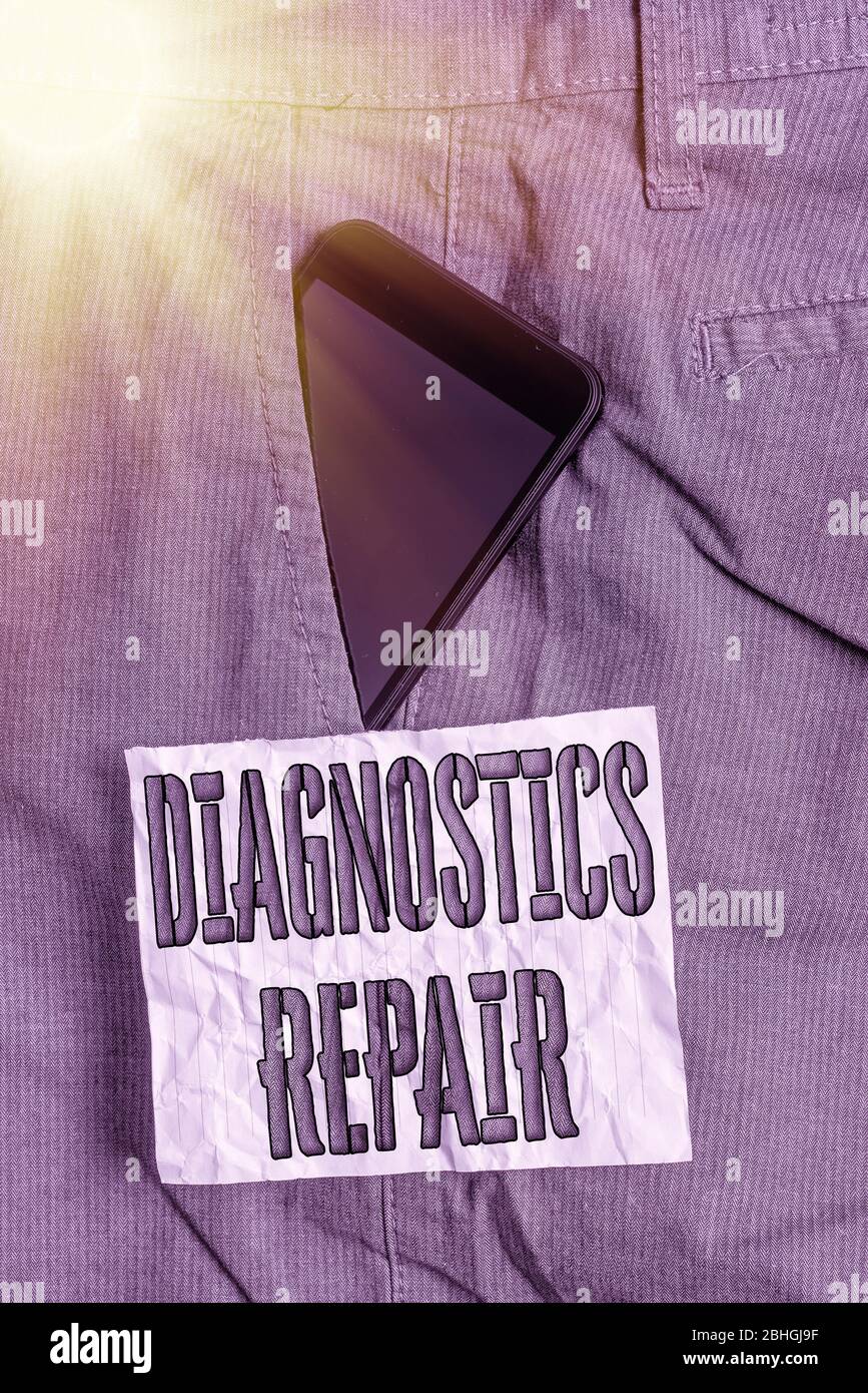 Text sign showing Diagnostics Repair. Business photo text A program or ...