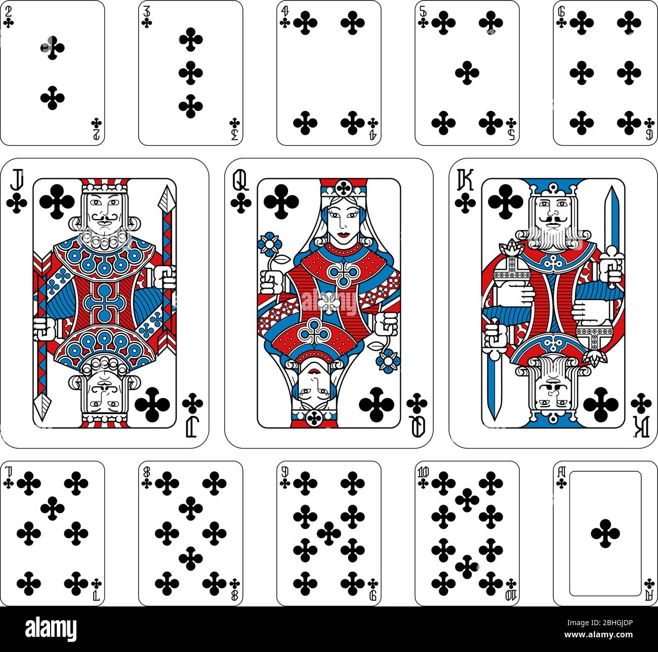 Playing Cards Clubs Red Blue and Black Stock Vector Image & Art - Alamy