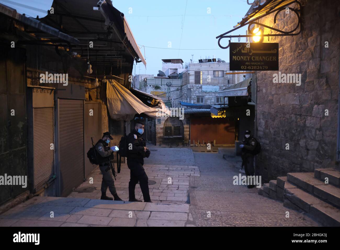 Members of the Israeli Security Forces wearing face mask due to the ...