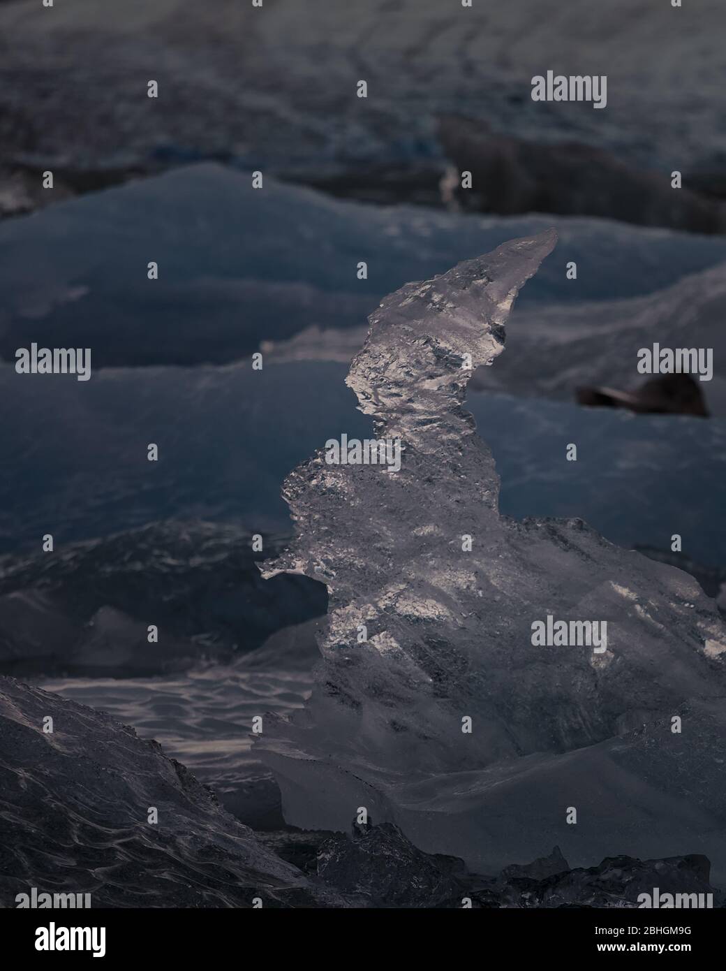 Ice block with human bean form in Iceland Stock Photo - Alamy