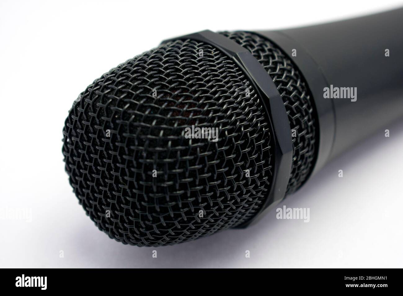 The image of wired cordless Microphone Mic DJ singing Isolated on white ...