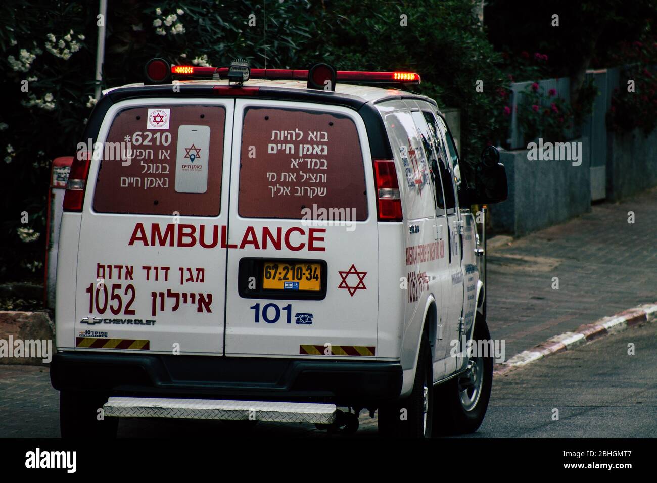 Tel Aviv Israel June 13, 2019 View of a Israeli ambulance rolling in ...