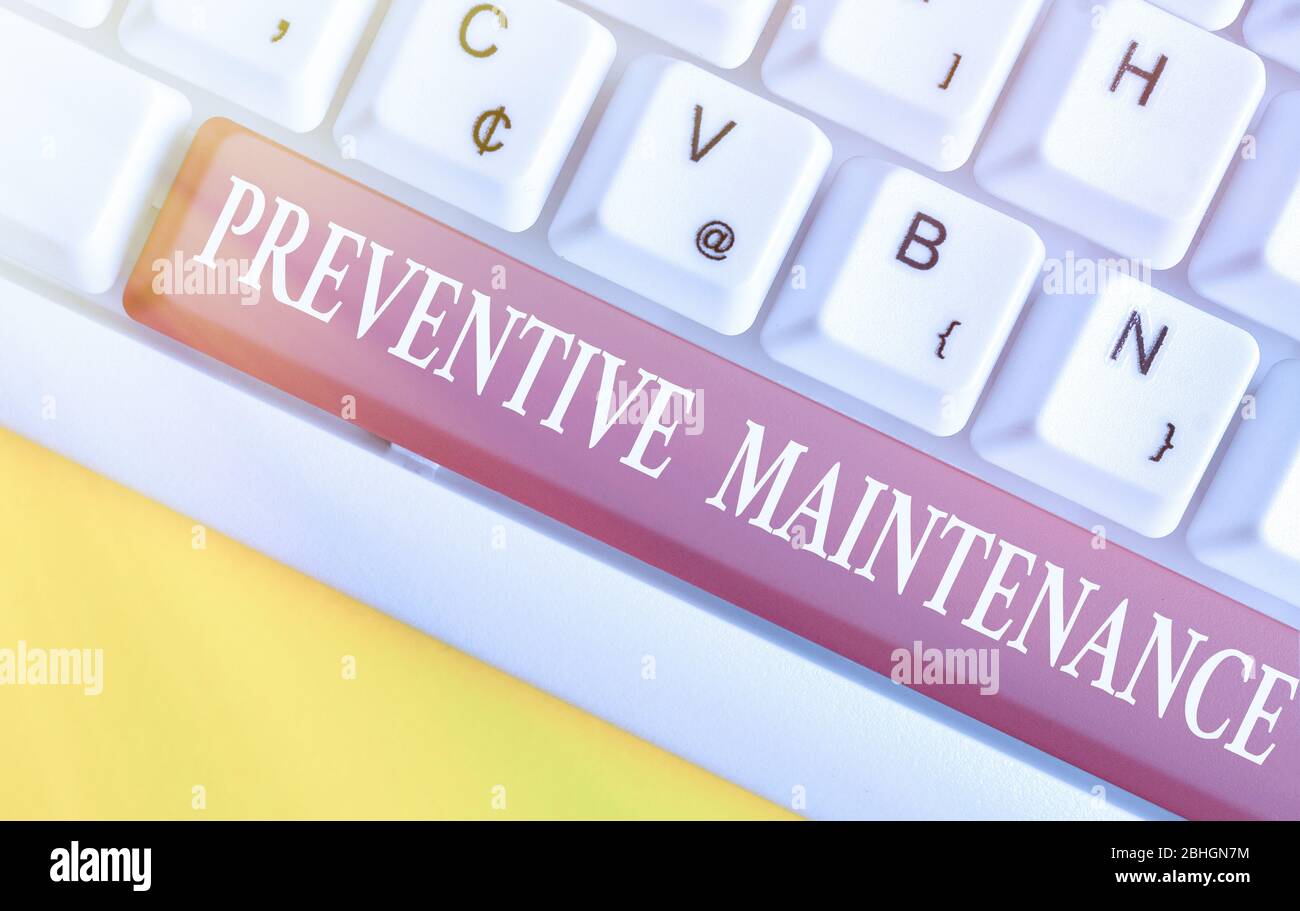 Writing note showing Preventive Maintenance. Business concept for Avoid ...