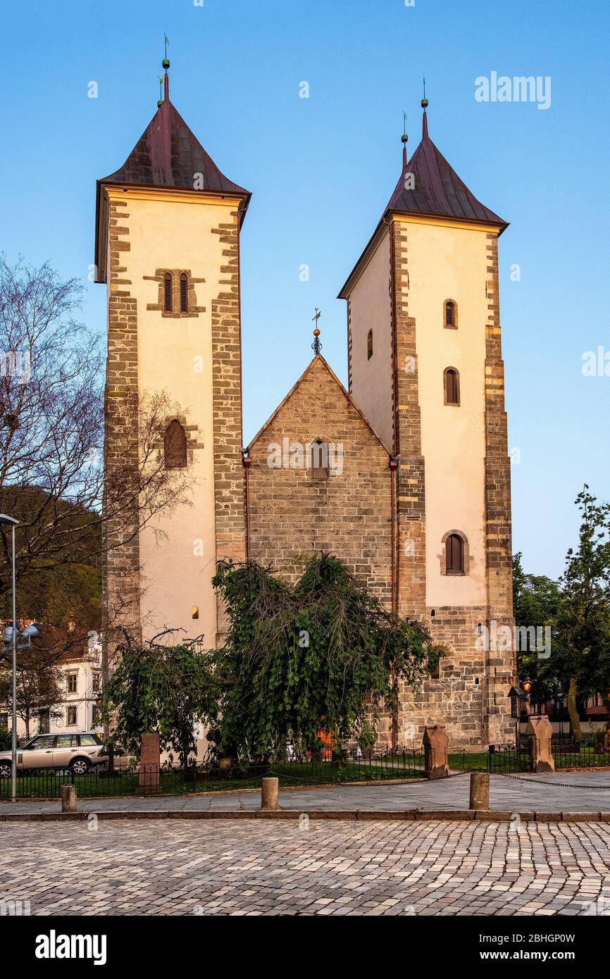 Bergen, Hordaland / Norway - 2019/09/03: Medieval Romanesque and gothic ...