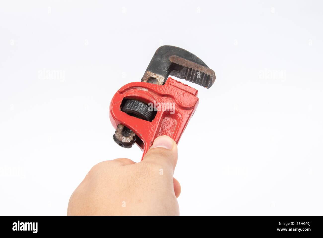 pipe monkey wrench on a white background Stock Photo - Alamy