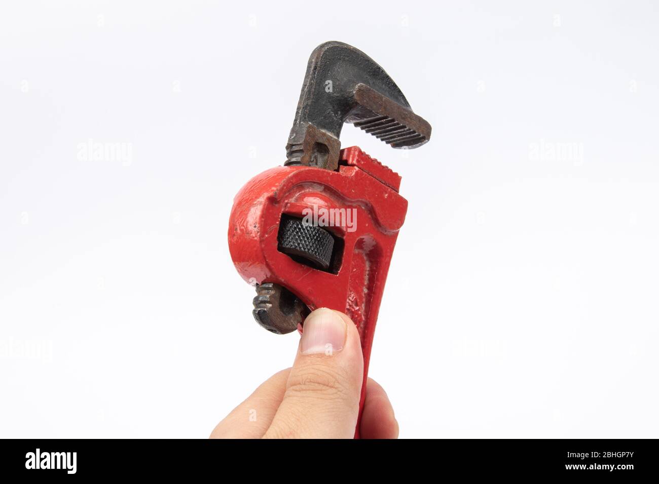 pipe monkey wrench on a white background Stock Photo - Alamy