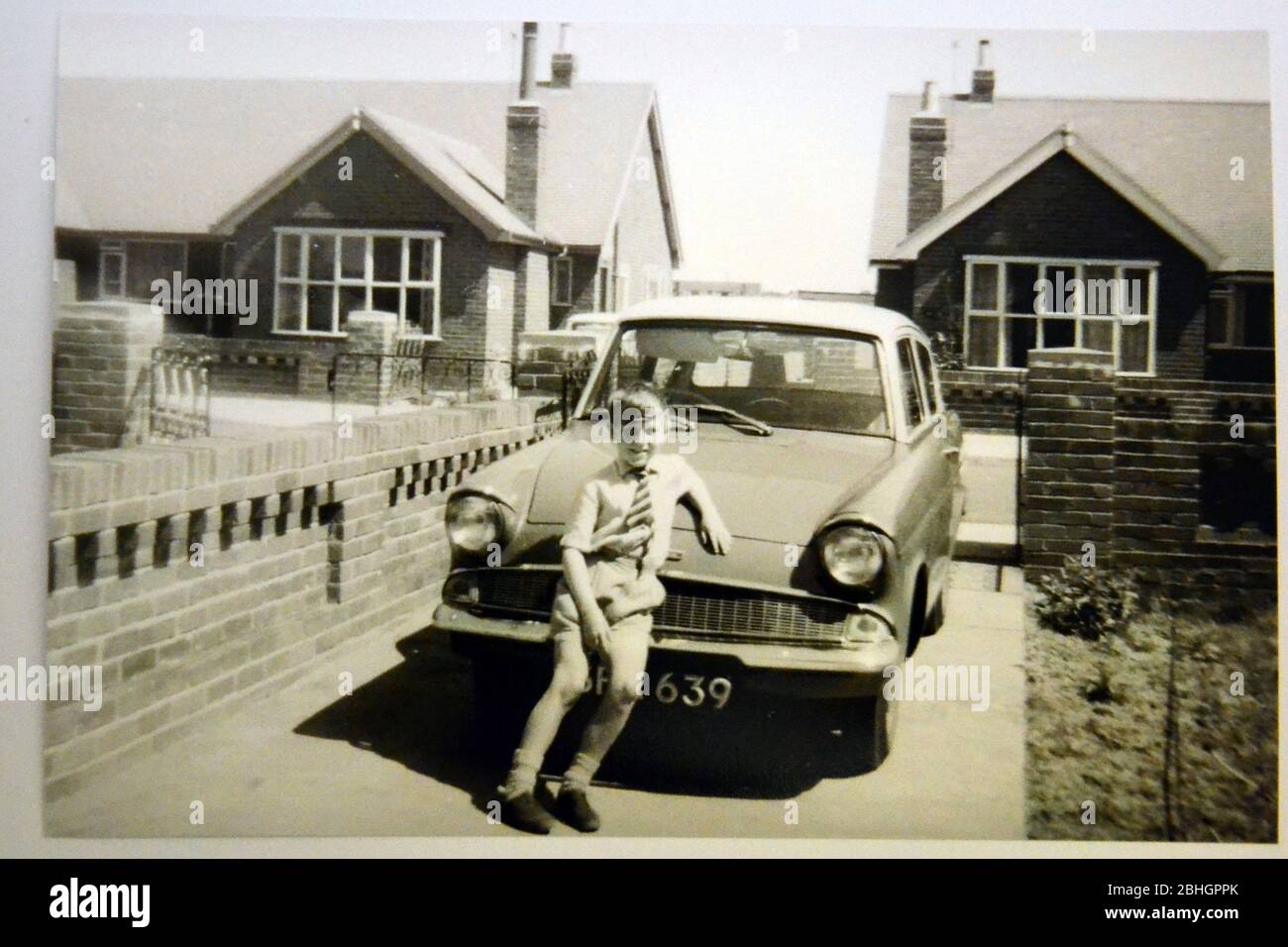 Snapshot or black and white photo print of a young boy, Terry Waller ...