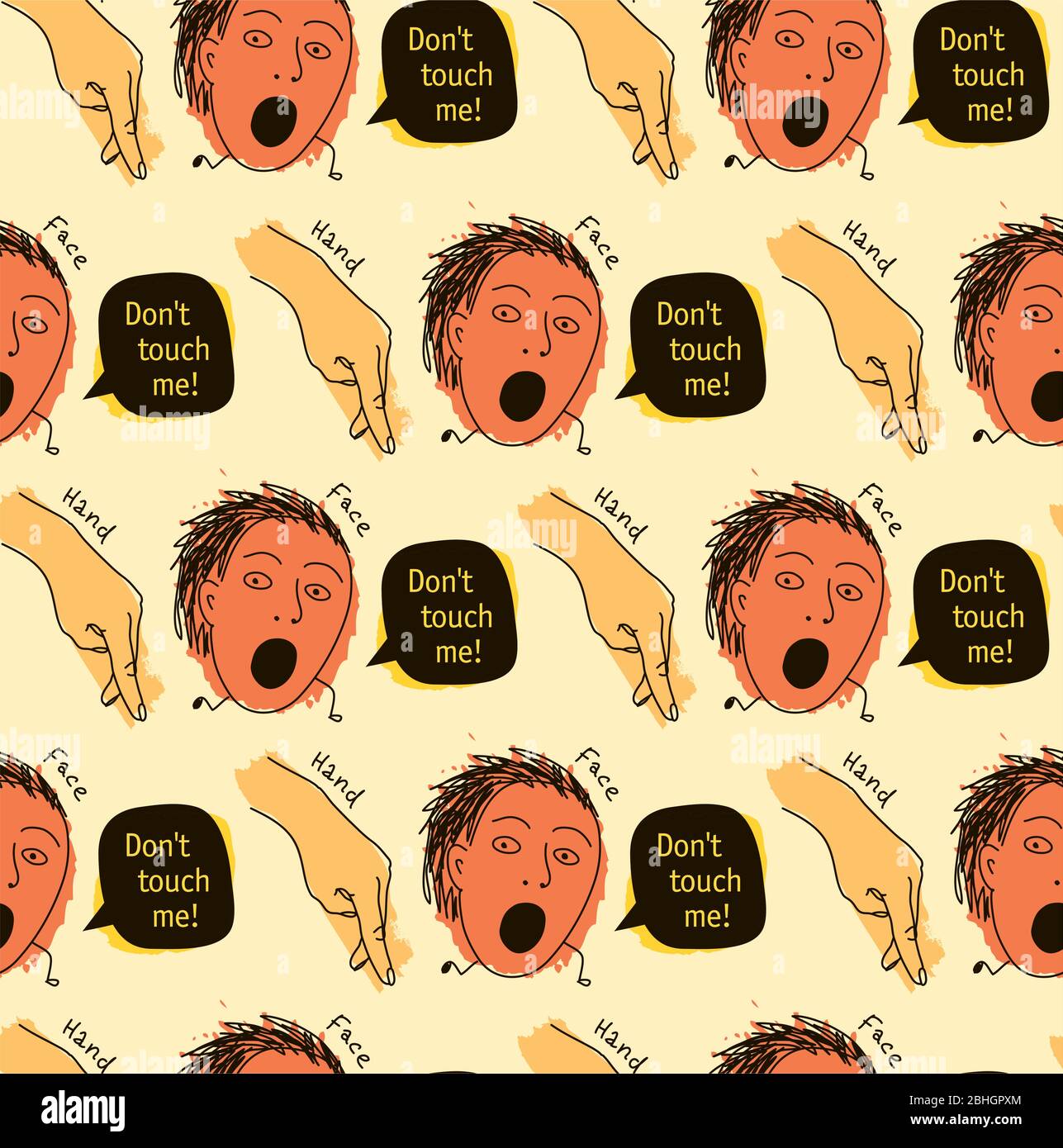 Doodles dont touch hand face hygiene seamless pattern Stock Vector Image & Art - Alamy