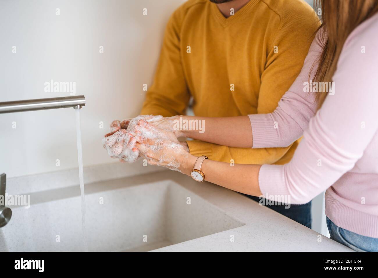 Washing hands with alcohol gel or antibacterial soap sanitizer. Hygiene ...