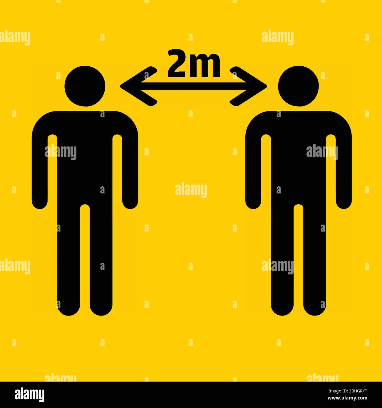 Social Distancing or Safe Distancing Icon Isolated on yellow background ...