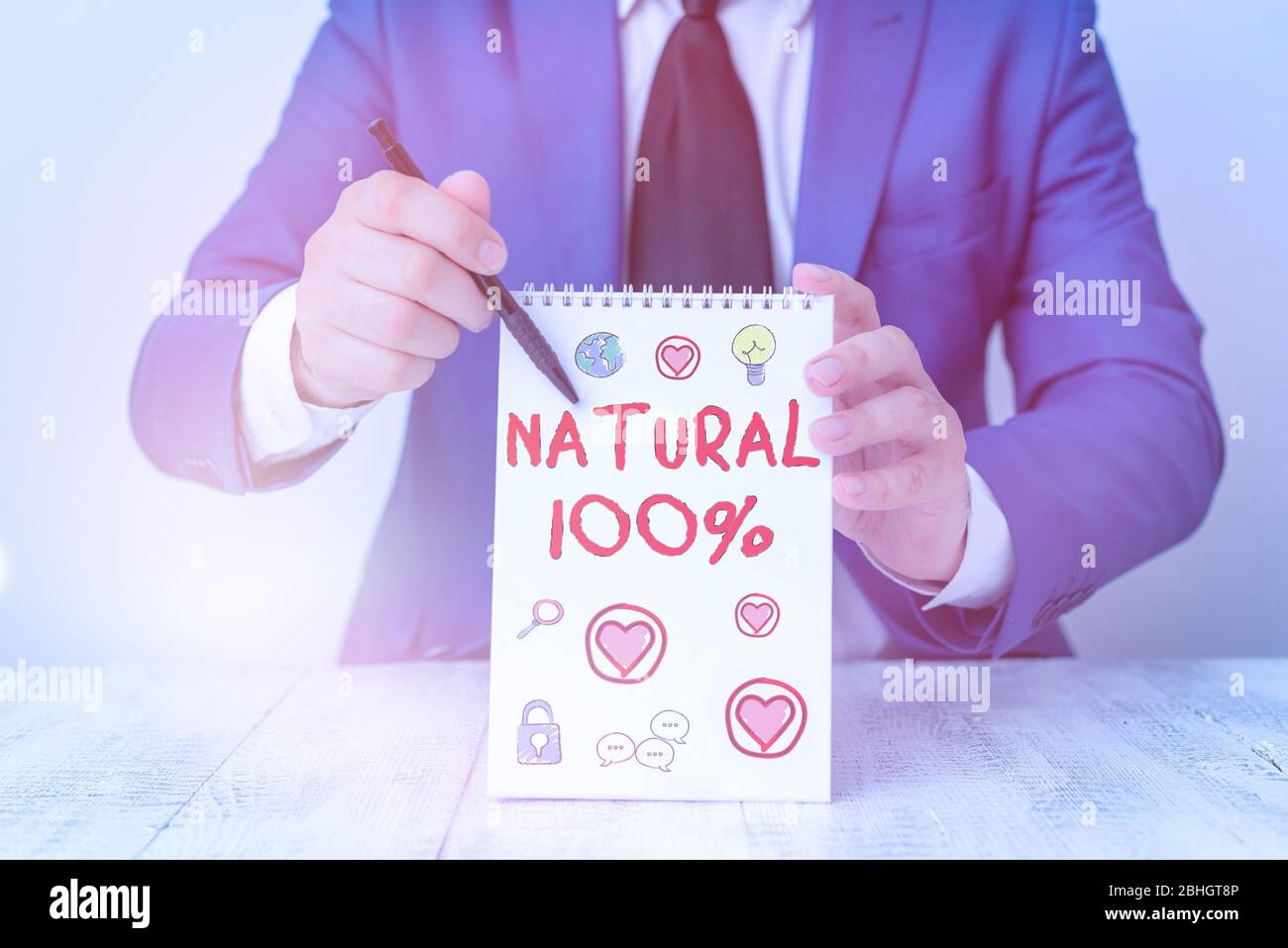 Conceptual hand writing showing Natural 100 Percent. Concept meaning ...