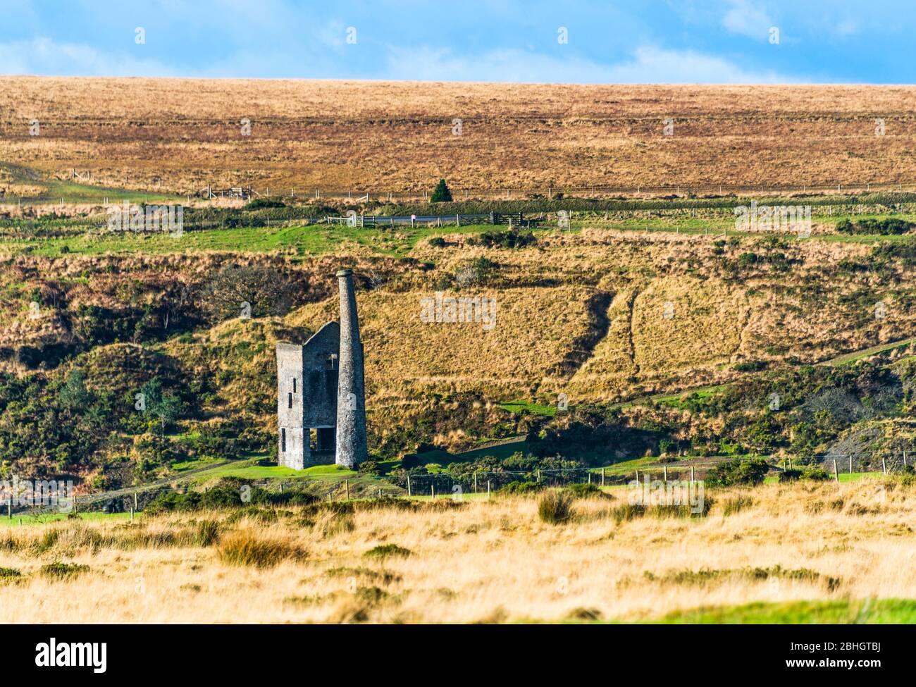 The skeleton of Wheal Betsy engine house remains from a once prosperous ...