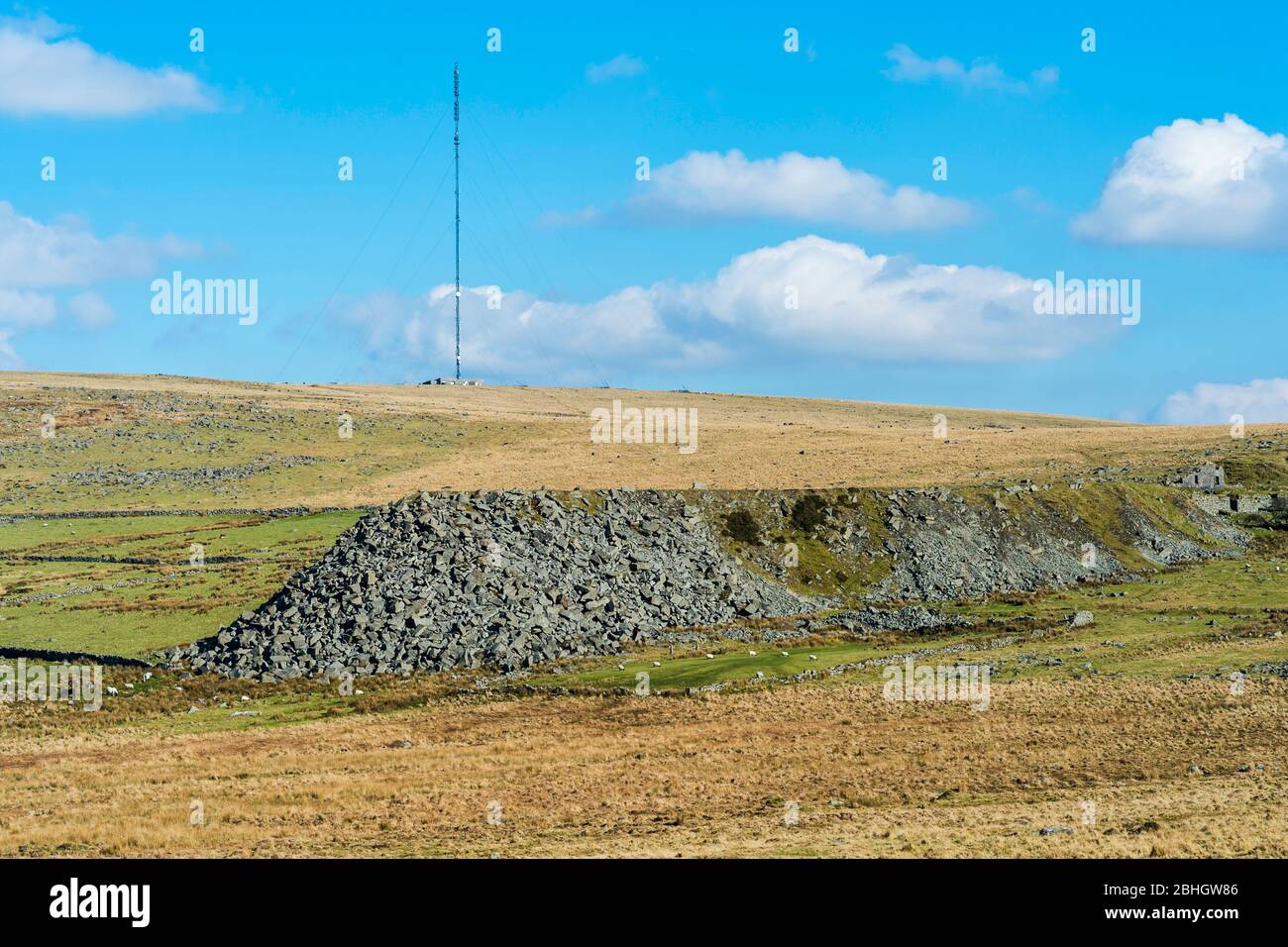 Historic spoil heap from the former Foggintor Quarry near Princetown in ...