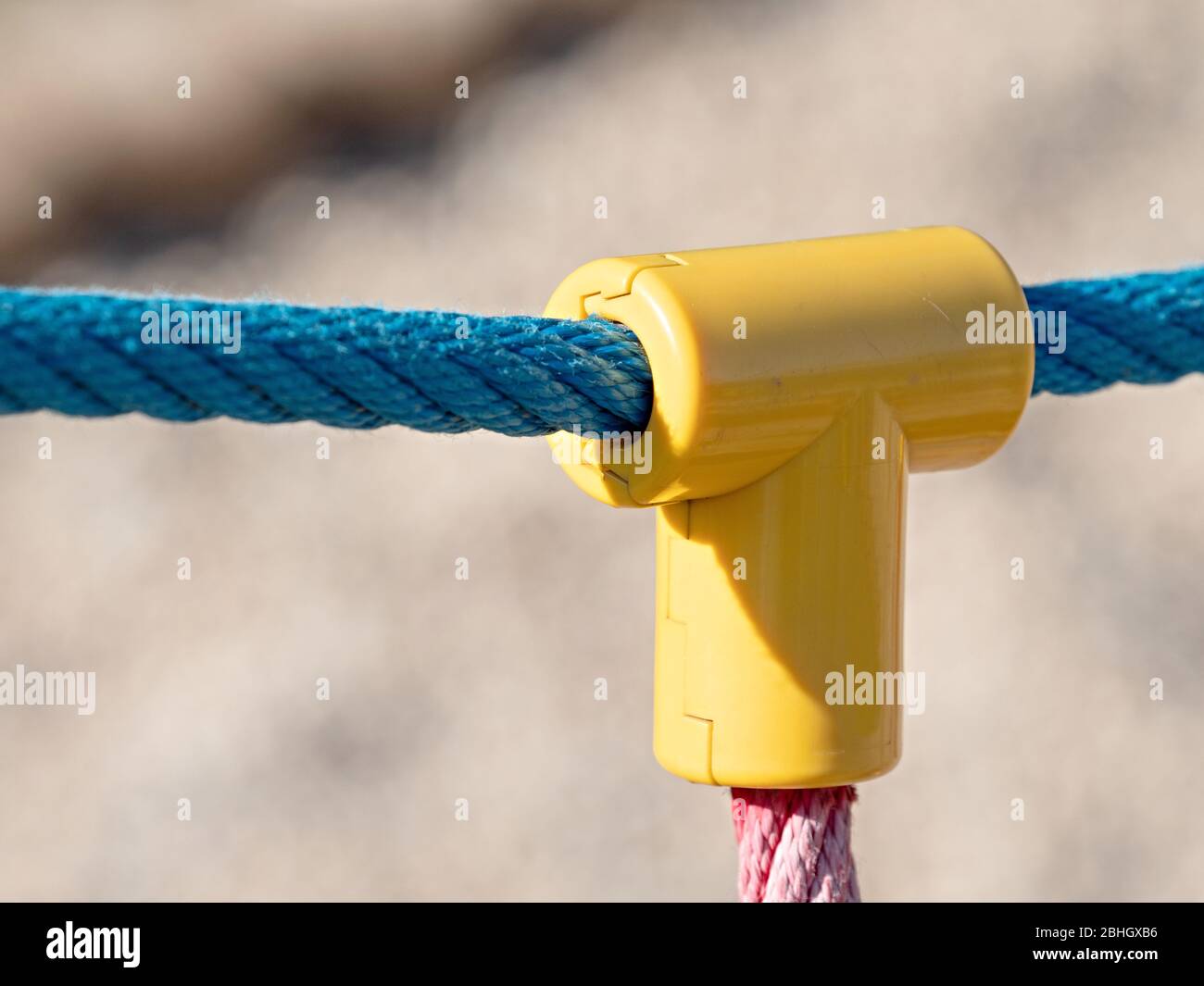 Covered jointed point of ropes with plastic cover in children spider ...