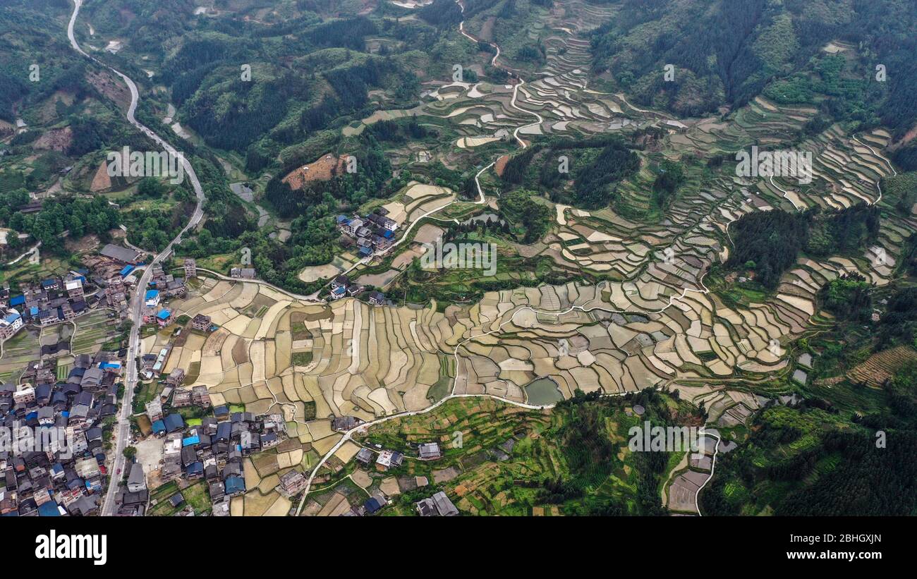 Sanjiang. 25th Apr, 2020. Aerial photo taken on April 25, 2020 shows ...