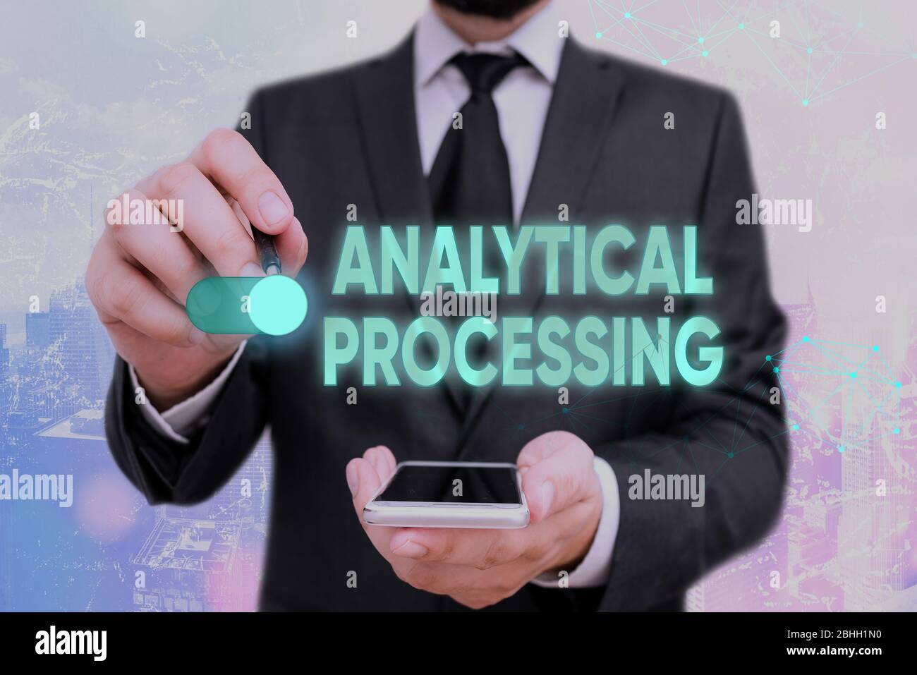 Handwriting text Analytical Processing. Conceptual photo easily View Write Reports Data Mining ...