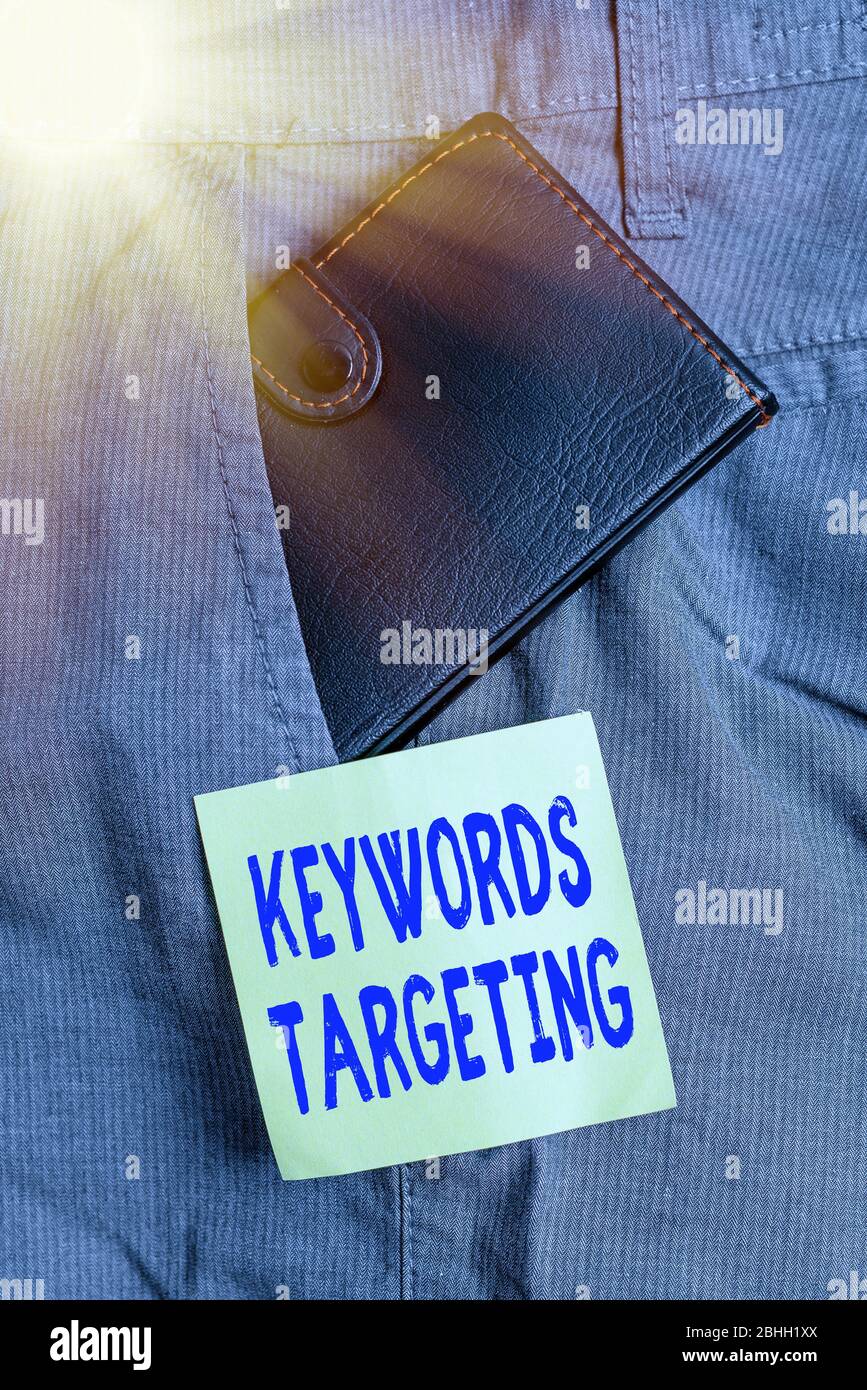 Writing note showing Keywords Targeting. Business concept for Use ...