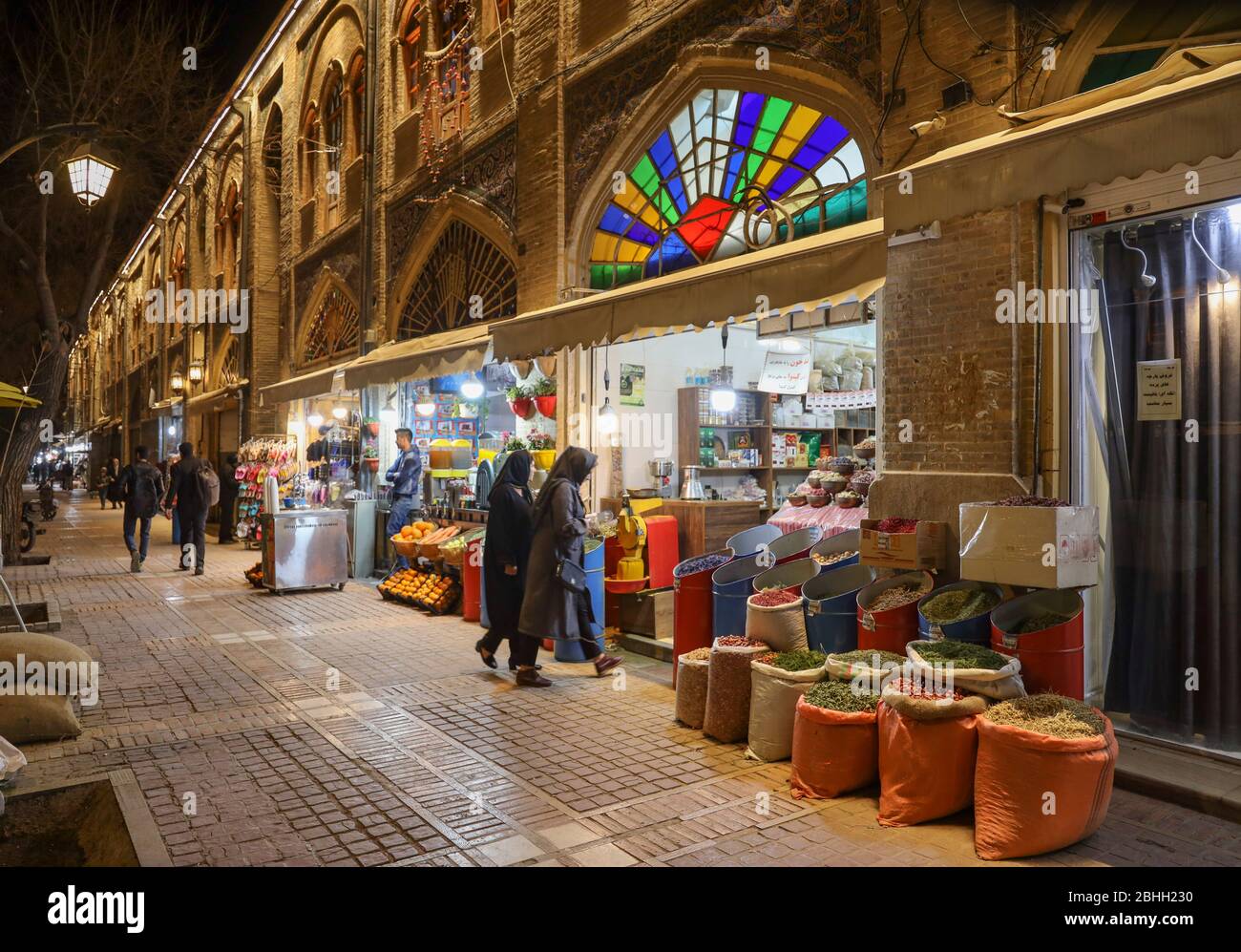 Row of shops in Zand walk street in Shiraz, Fars Province, Iran, Persia ...
