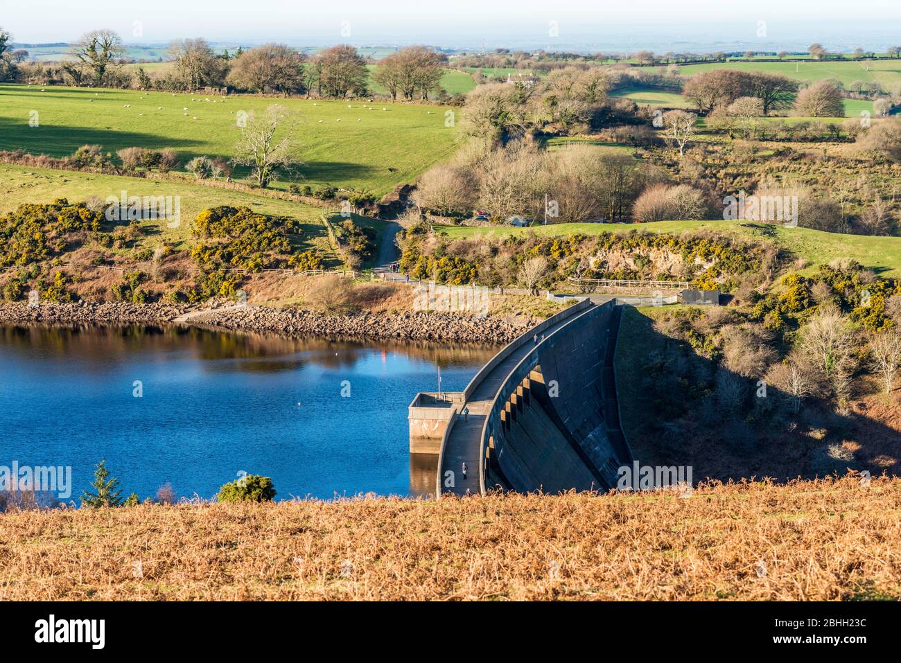 Meldon Reservoir and Meldon Dam, seen from atop Longstone Hill, north ...