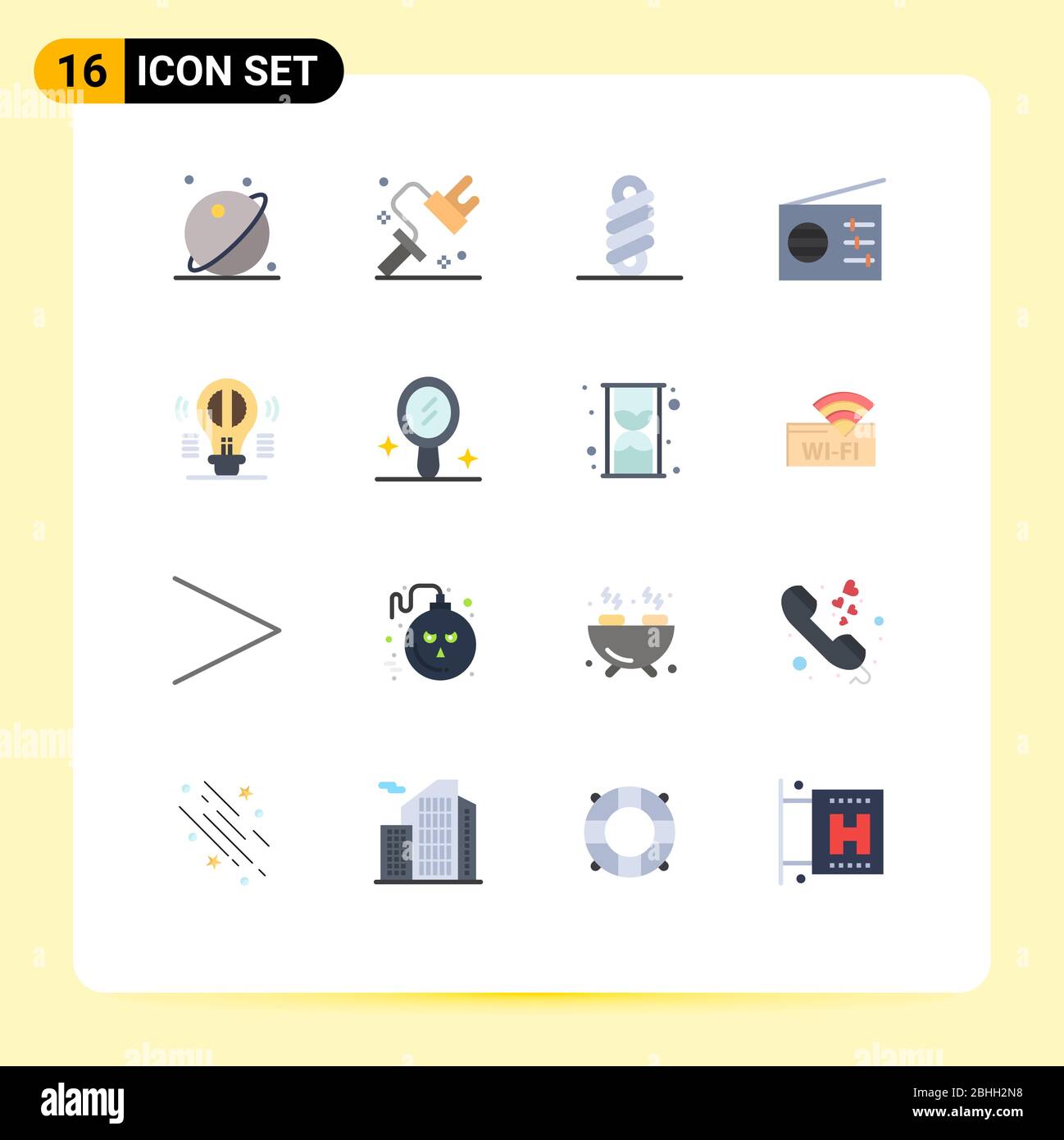 Stock Vector Icon Pack of 16 Line Signs and Symbols for creative ...