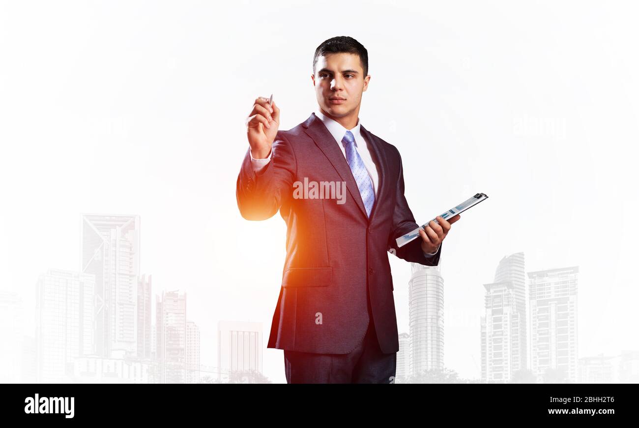 Front view of man in business suit and tie Stock Photo - Alamy