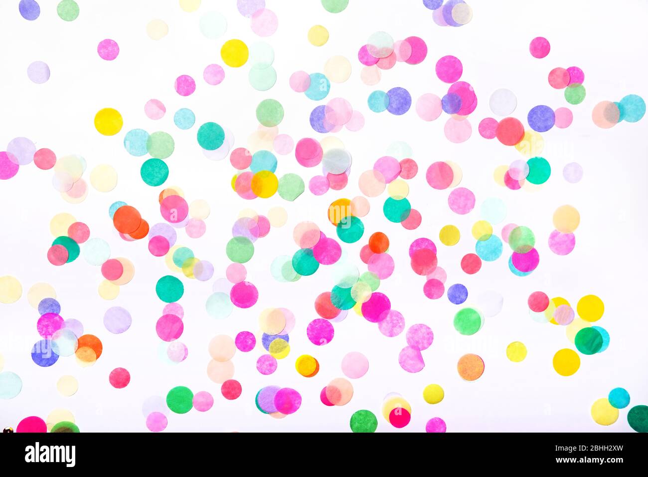 Confetti on white background. Birthday party concept Stock Photo - Alamy