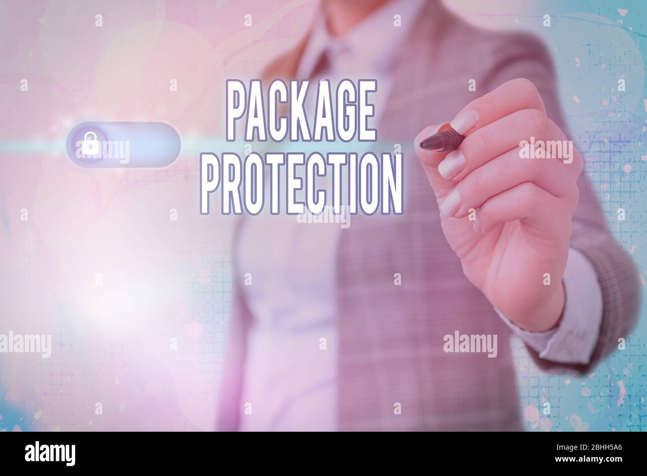 Writing note showing Package Protection. Business concept for Wrapping ...