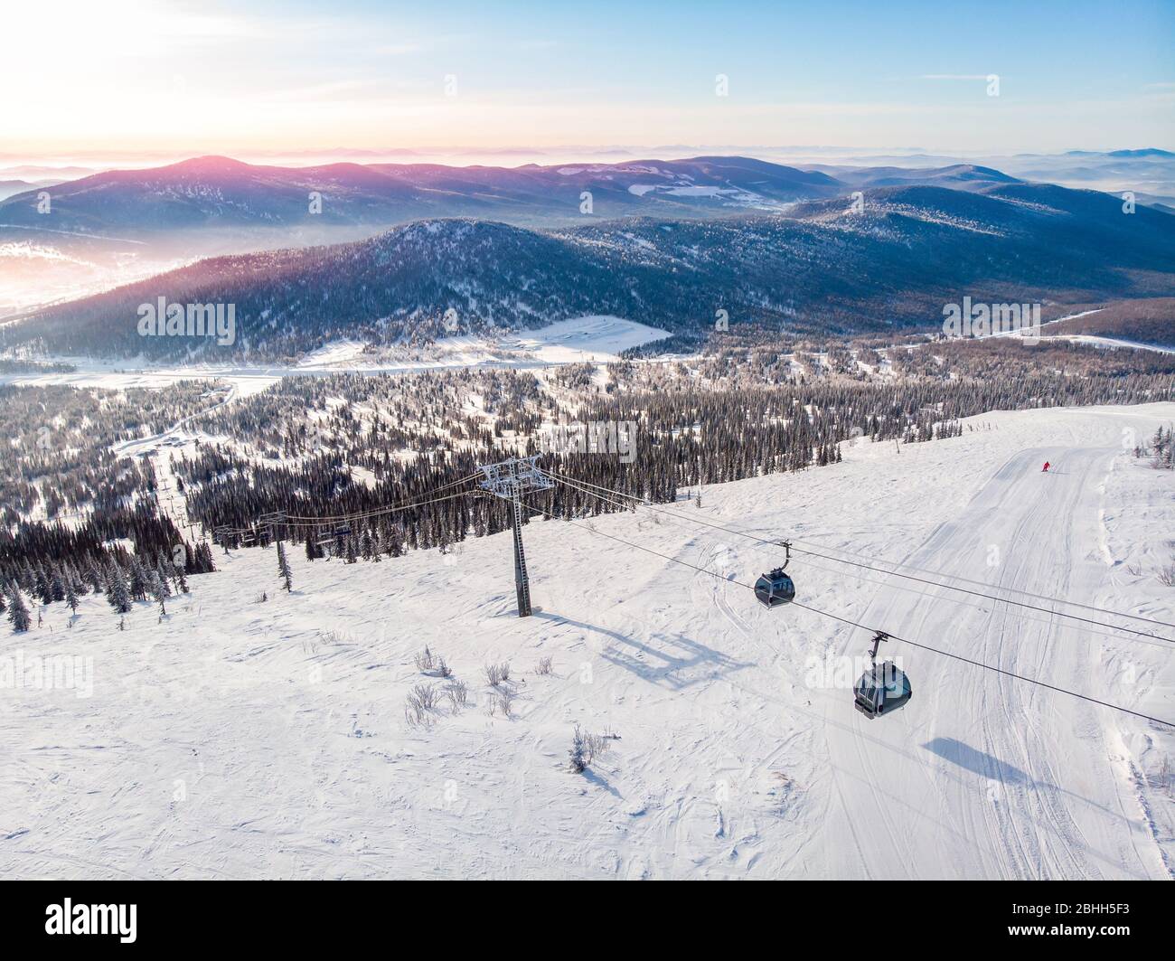 Sheregesh Kemerovo region ski resort in winter, landscape on mountain ...