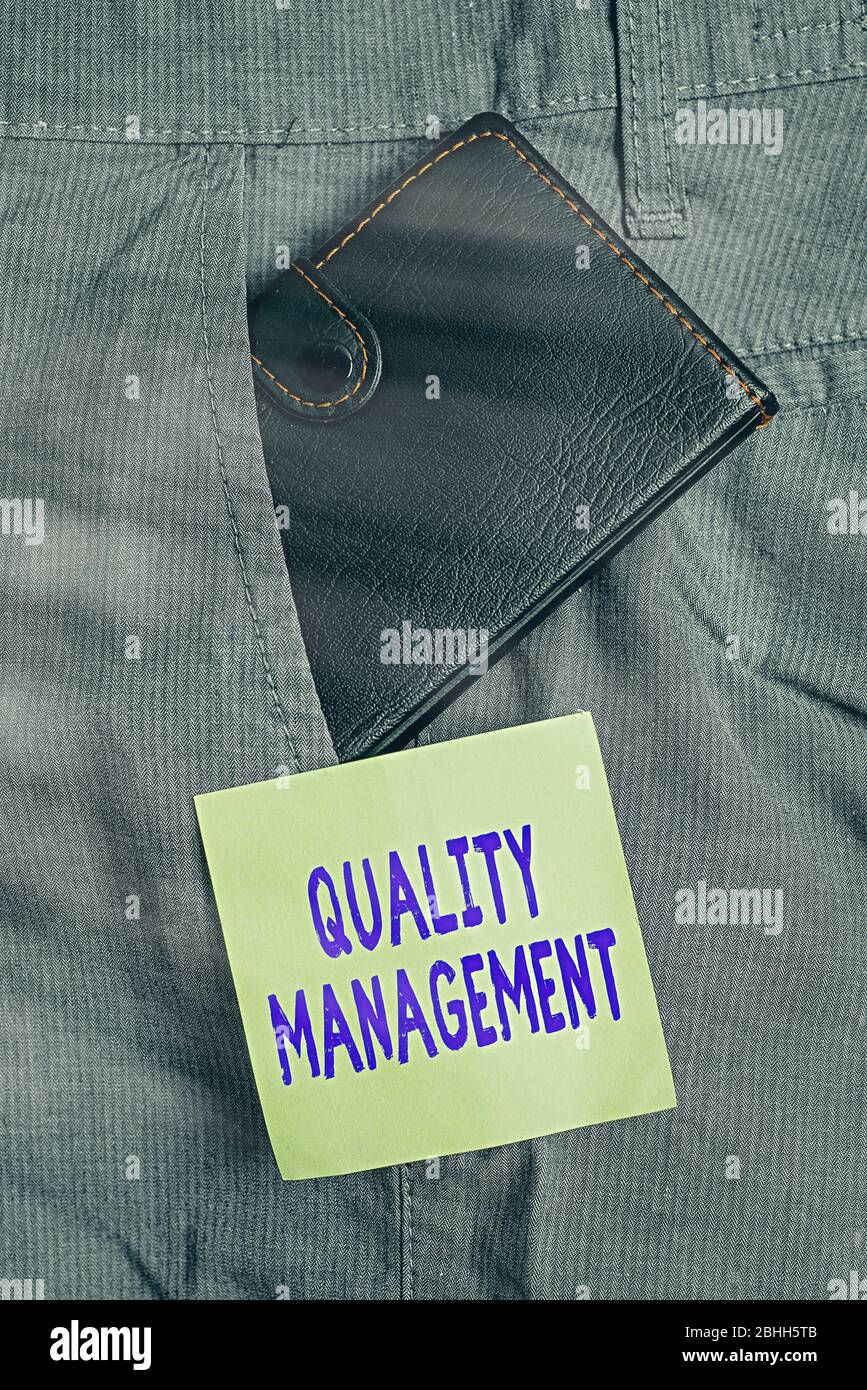 Writing note showing Quality Management. Business concept for Maintain ...