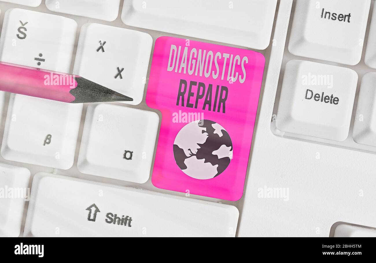 Writing note showing Diagnostics Repair. Business concept for A program ...