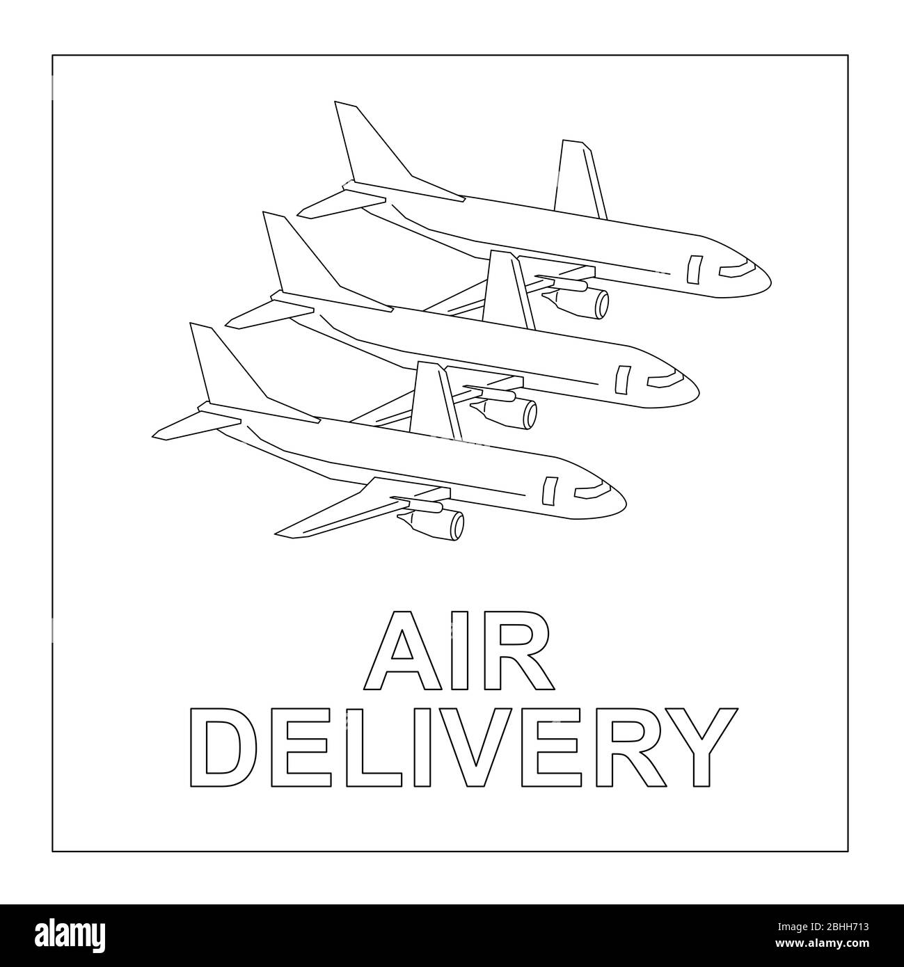 Air delivery. Illustration with planes on white background Stock Photo ...