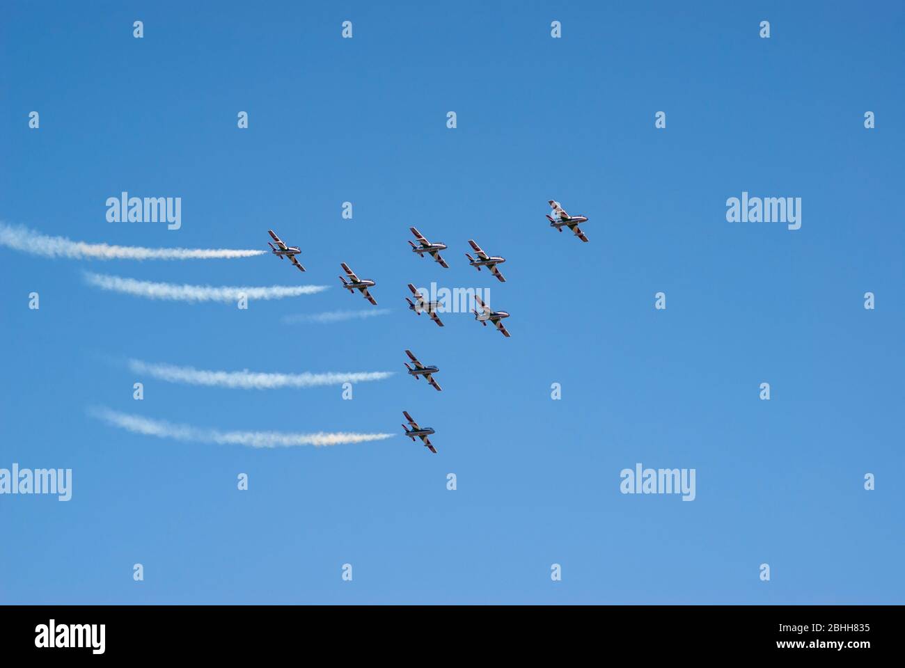 Squadron of military airplanes flying in formation Stock Photo - Alamy