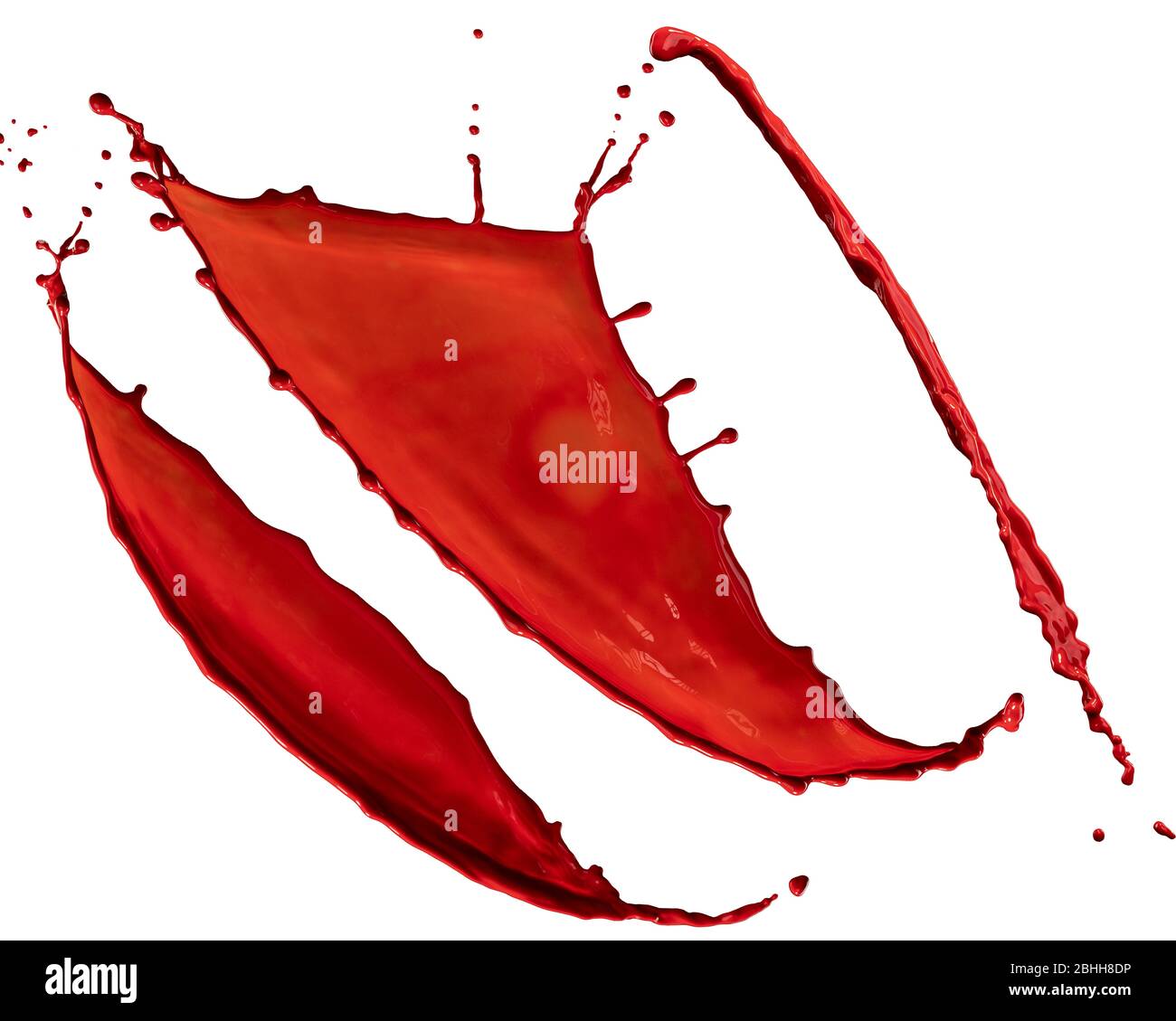 beautiful splashes of red paint isolated on white background Stock ...