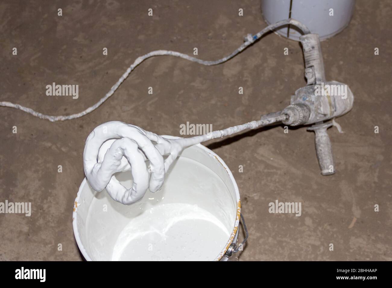 Hand-held construction mixer for paint close-up. building tool Stock ...